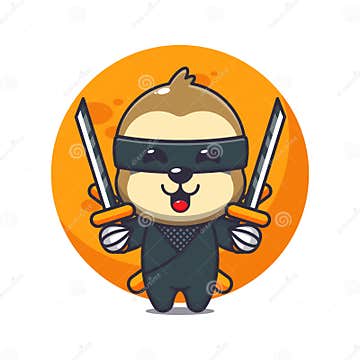 Cute Ninja Sloth Cartoon Vector Illustration. Stock Vector ...