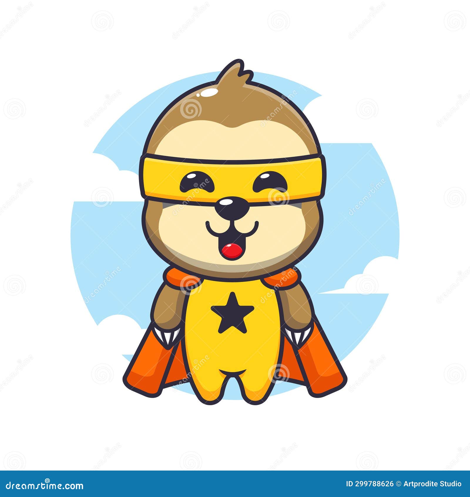 Cute Super Sloth Cartoon Vector Illustration. Stock Vector ...