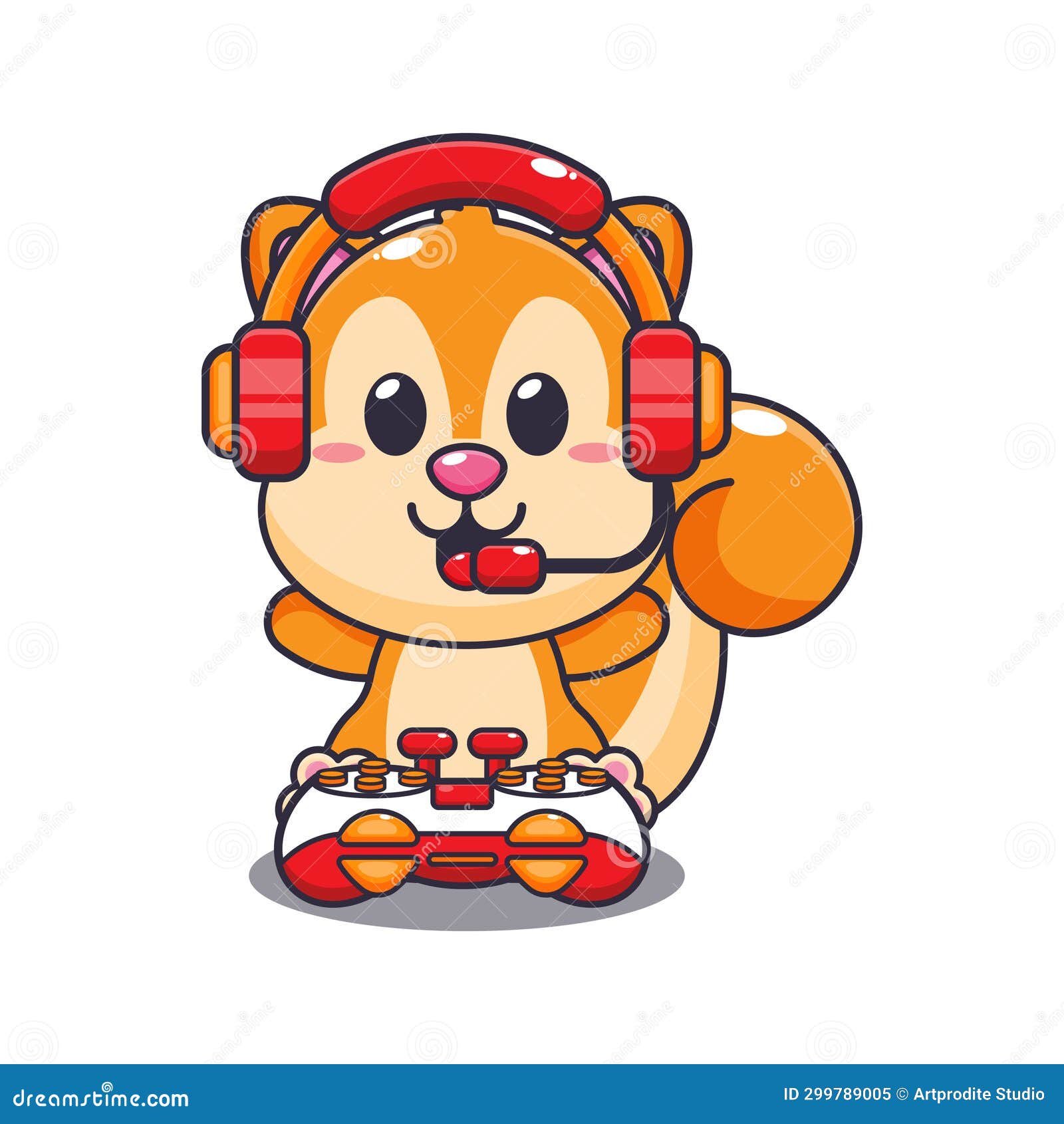 Cute Squirrel Gamer Cartoon Vector Illustration. Stock Vector ...