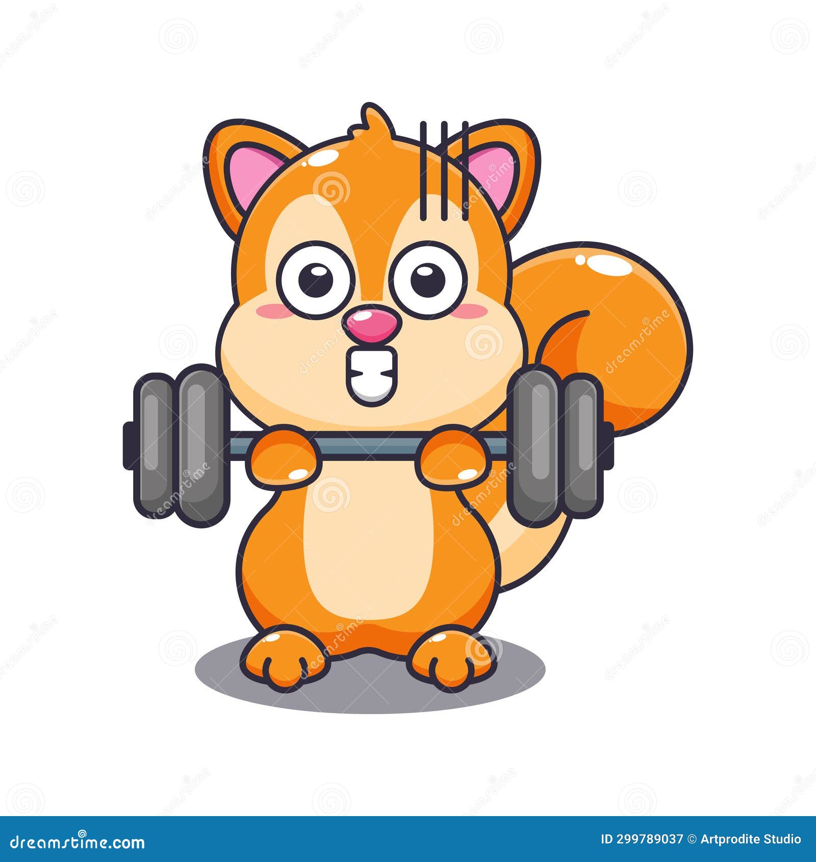 Cute Squirrel Lifting Barbell Cartoon Vector Illustration. Stock Vector ...