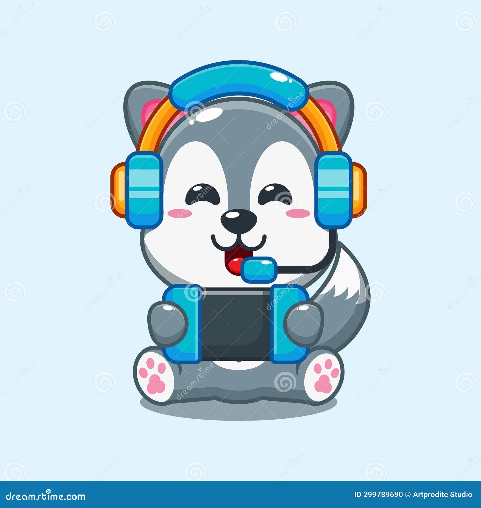 Wolf Play a Game Cartoon Vector Illustration. Stock Vector ...