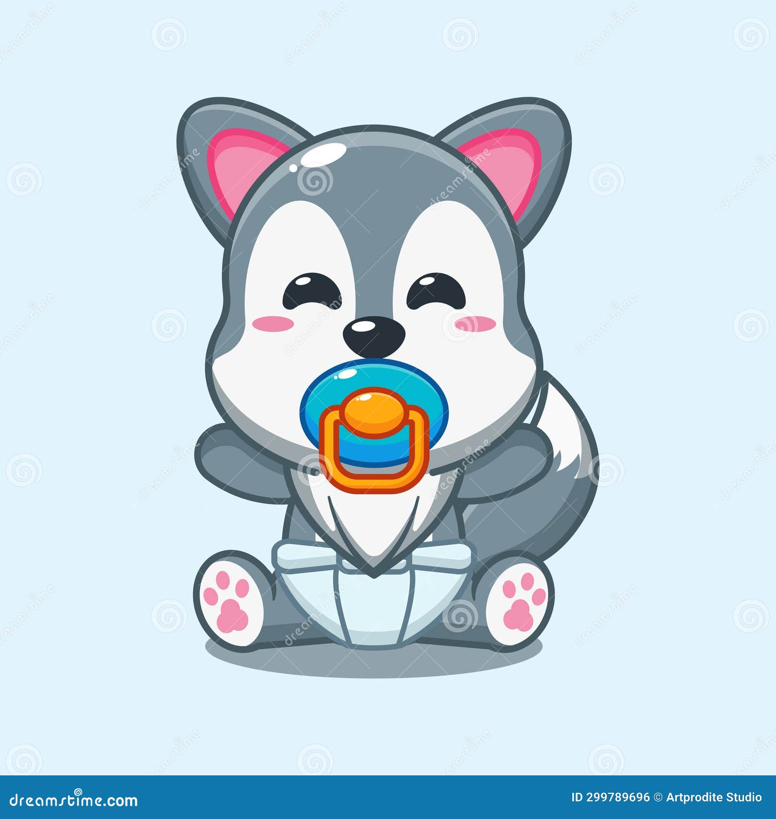 Baby Wolf Cartoon Vector Illustration. Stock Vector - Illustration of ...