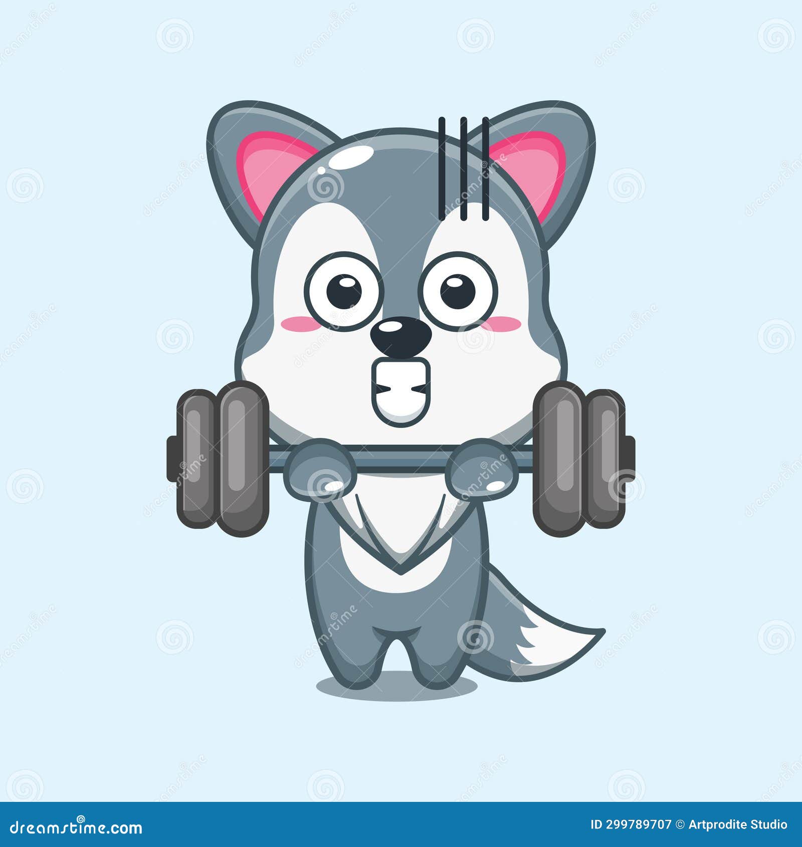 Wolf Lifting Barbell Cartoon Vector Illustration. Stock Vector ...
