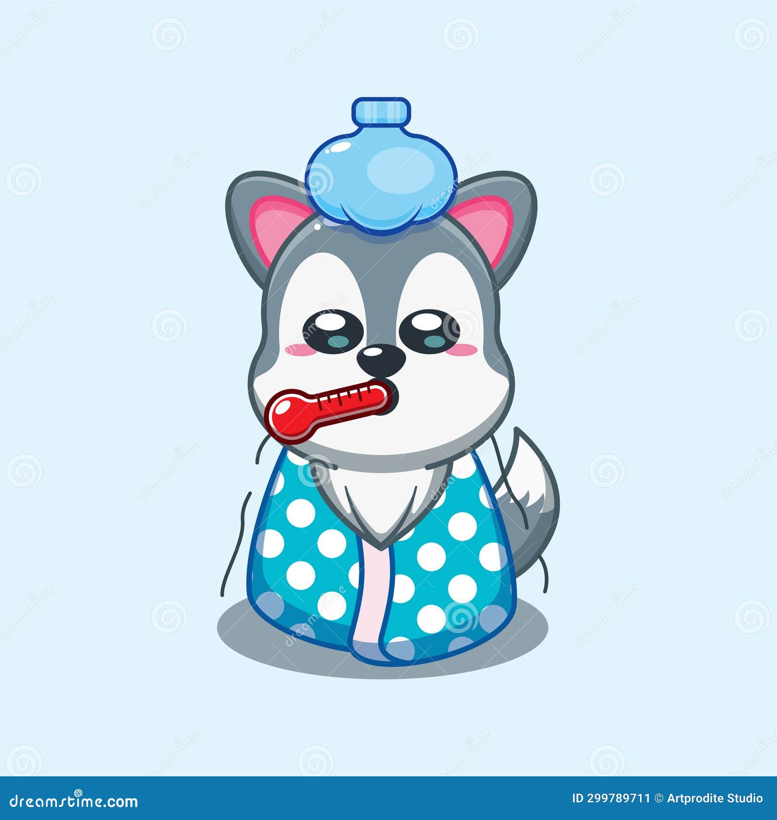 Wolf is Sick Cartoon Vector Illustration. Stock Vector - Illustration ...