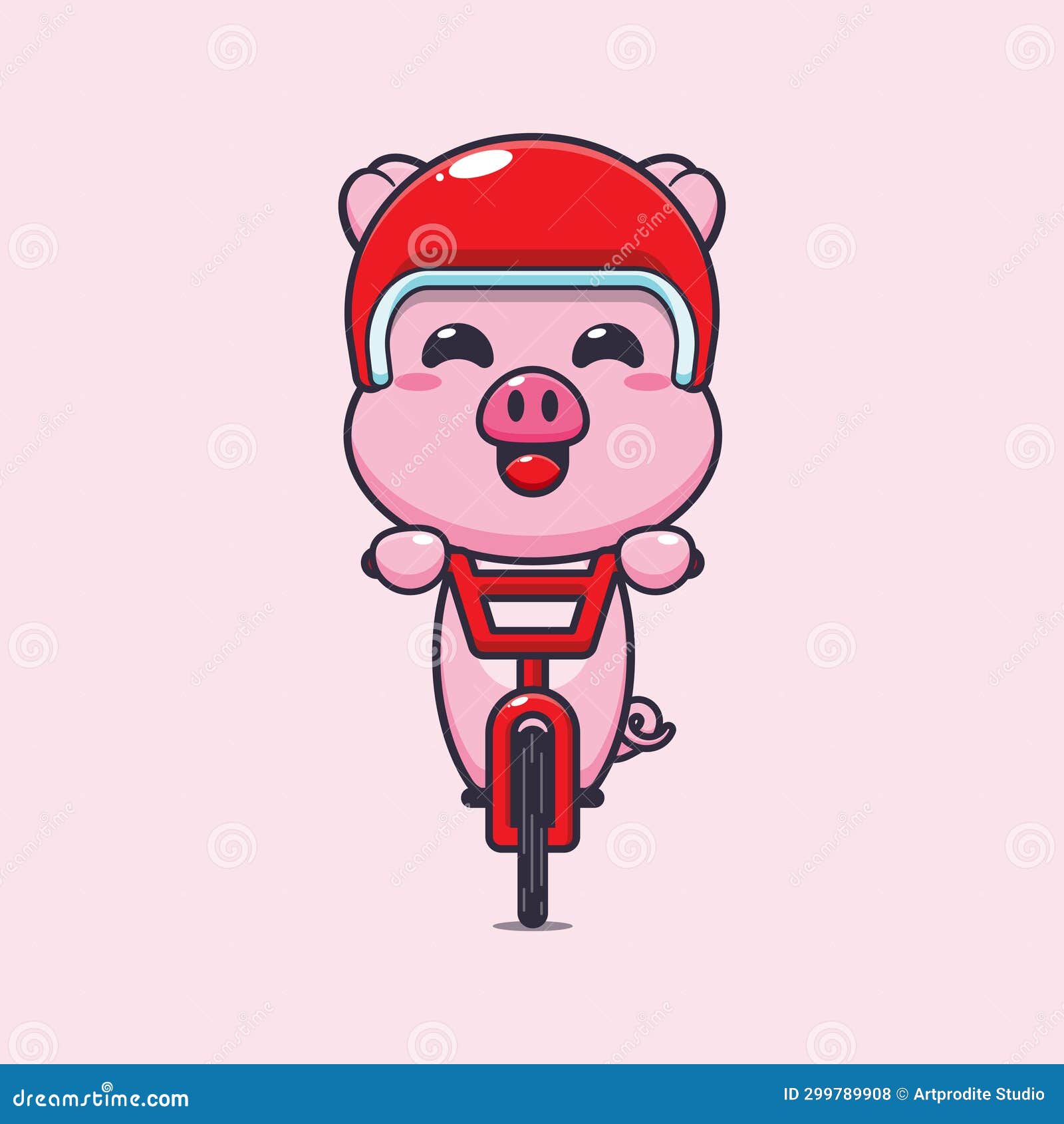 Cute Pig Ride on Bicycle Cartoon Vector Illustration. Stock Vector ...