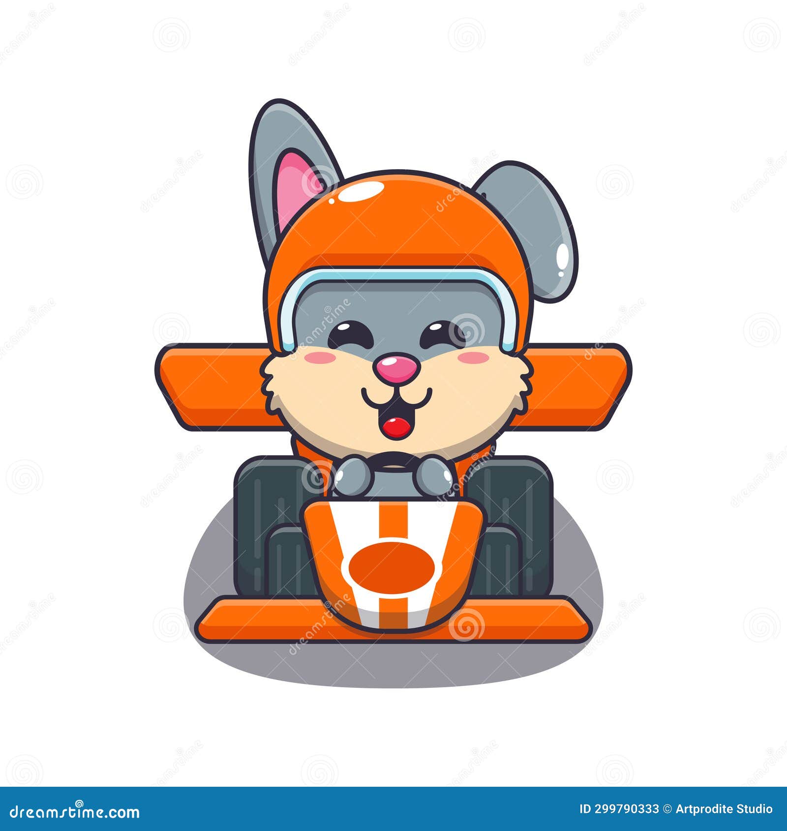 Cute Rabbit Riding Race Car Cartoon Vector Illustration. Stock Vector ...