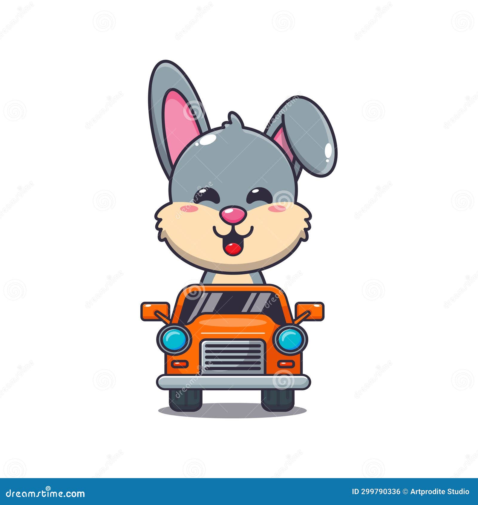 Cute Rabbit Ride on Car Cartoon Vector Illustration. Stock Vector ...