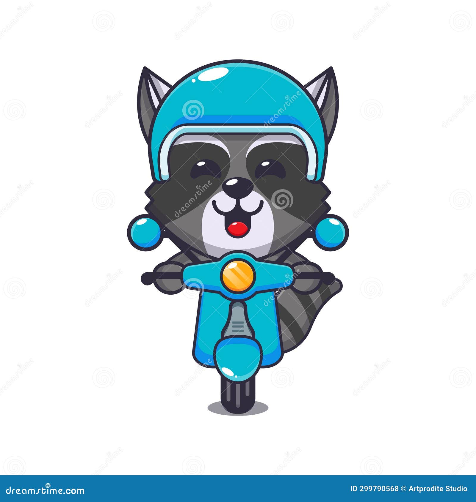 Cute Raccoon Ride on Scooter Cartoon Vector Illustration. Stock Vector ...