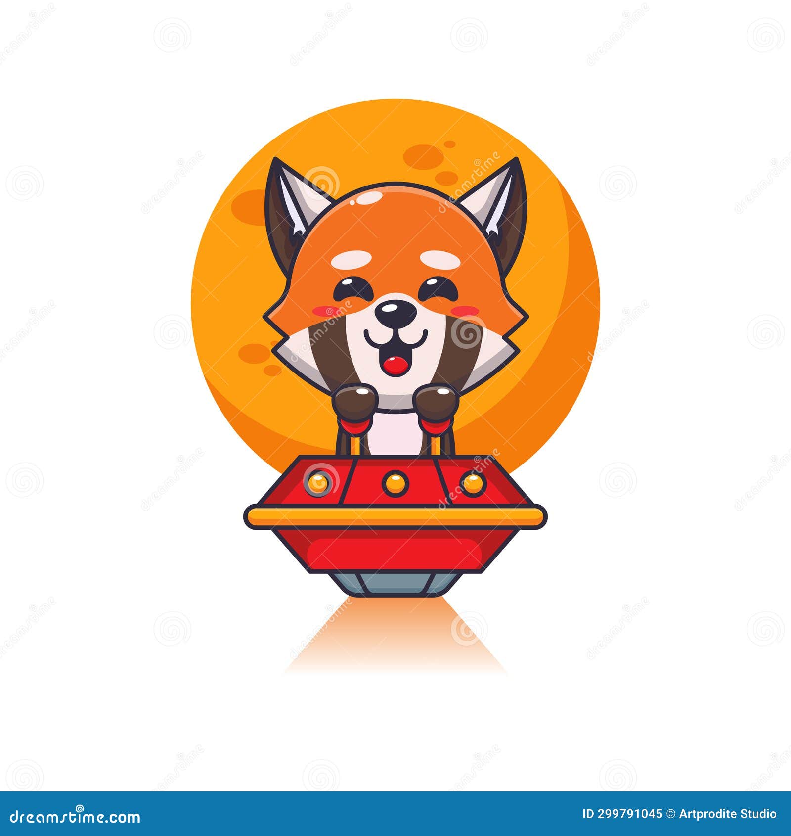 Cute Red Panda Fly with Ufo Cartoon Vector Illustration. Stock Vector ...