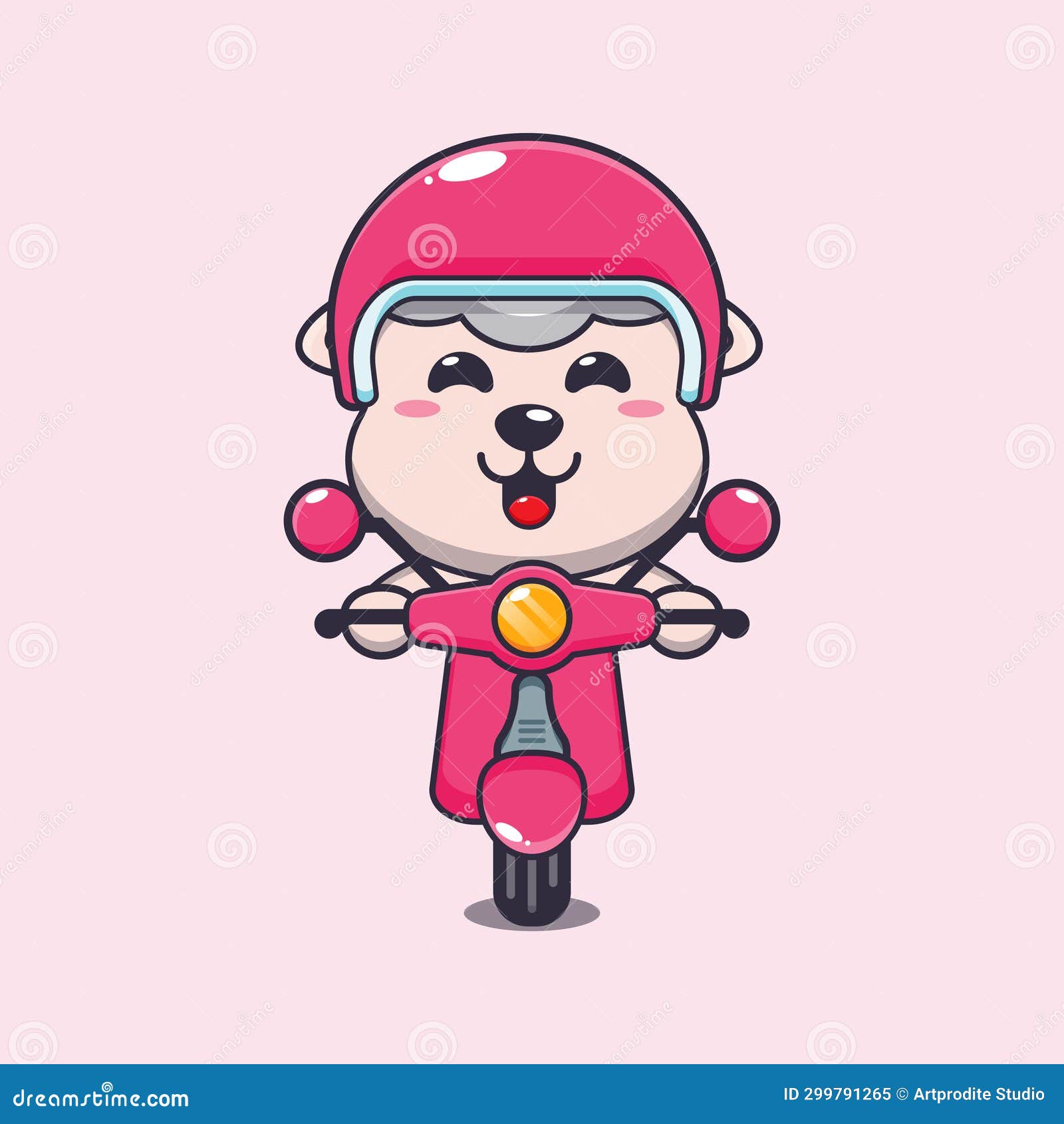 Cute Sheep Ride on Scooter Cartoon Vector Illustration. Stock Vector ...