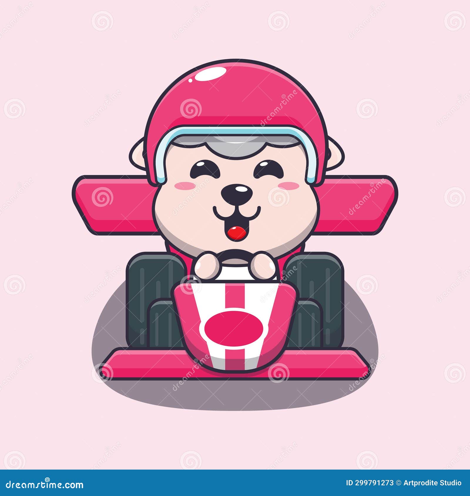 Cute Sheep Riding Race Car Cartoon Vector Illustration. Stock Vector ...