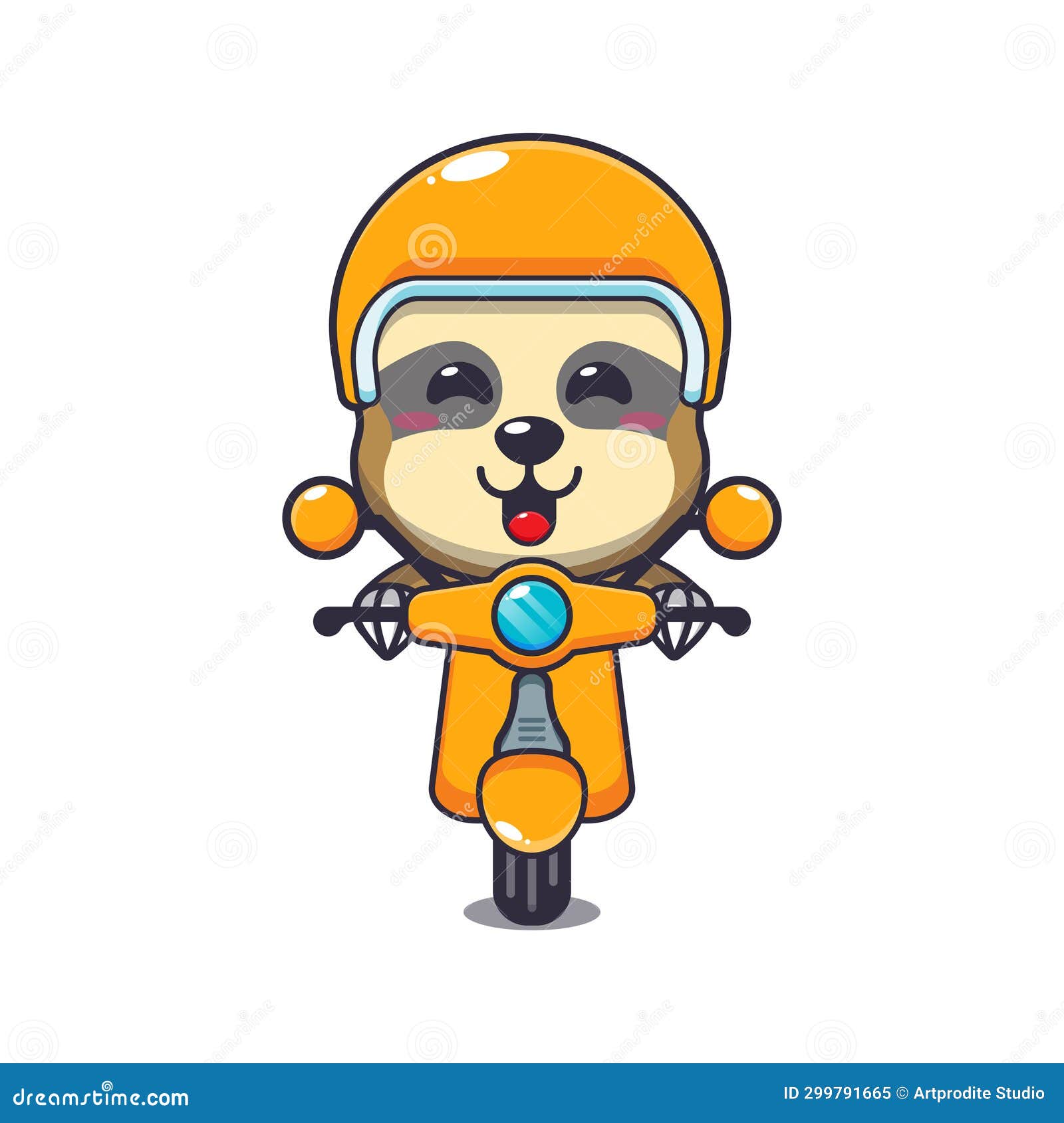 Cute Sloth Mascot Cartoon Character Ride on Scooter. Stock Vector ...