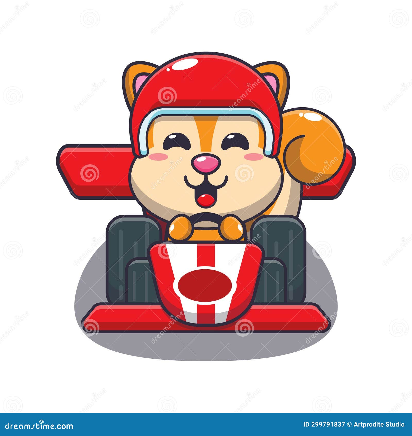 Cute Squirrel Riding Race Car Cartoon Vector Illustration. Stock Vector ...