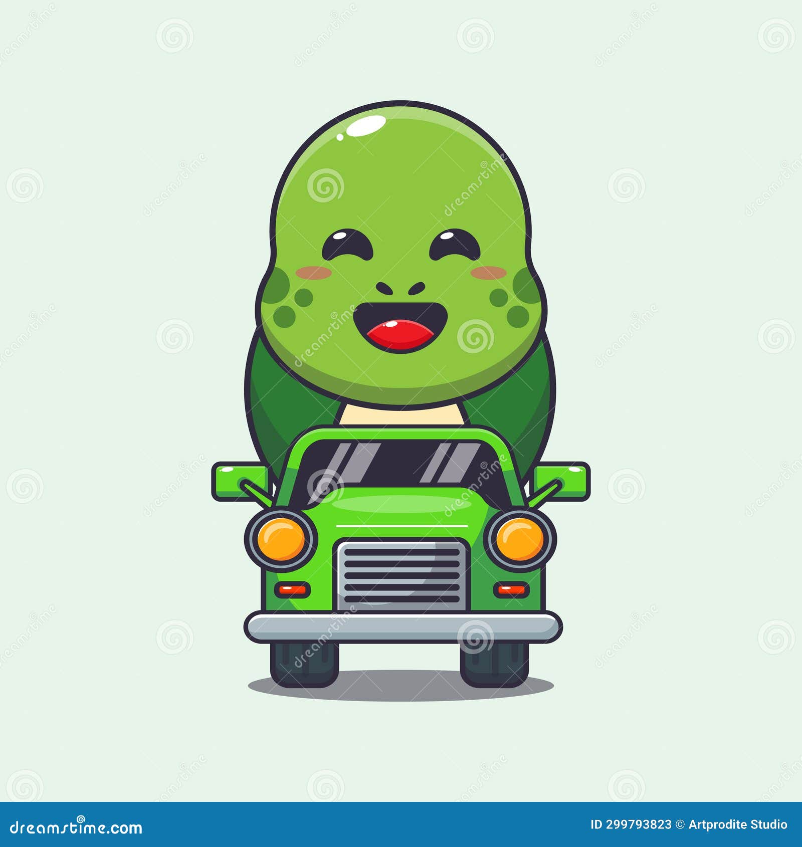 Cute Turtle Ride on Car Cartoon Vector Illustration. Stock Vector ...