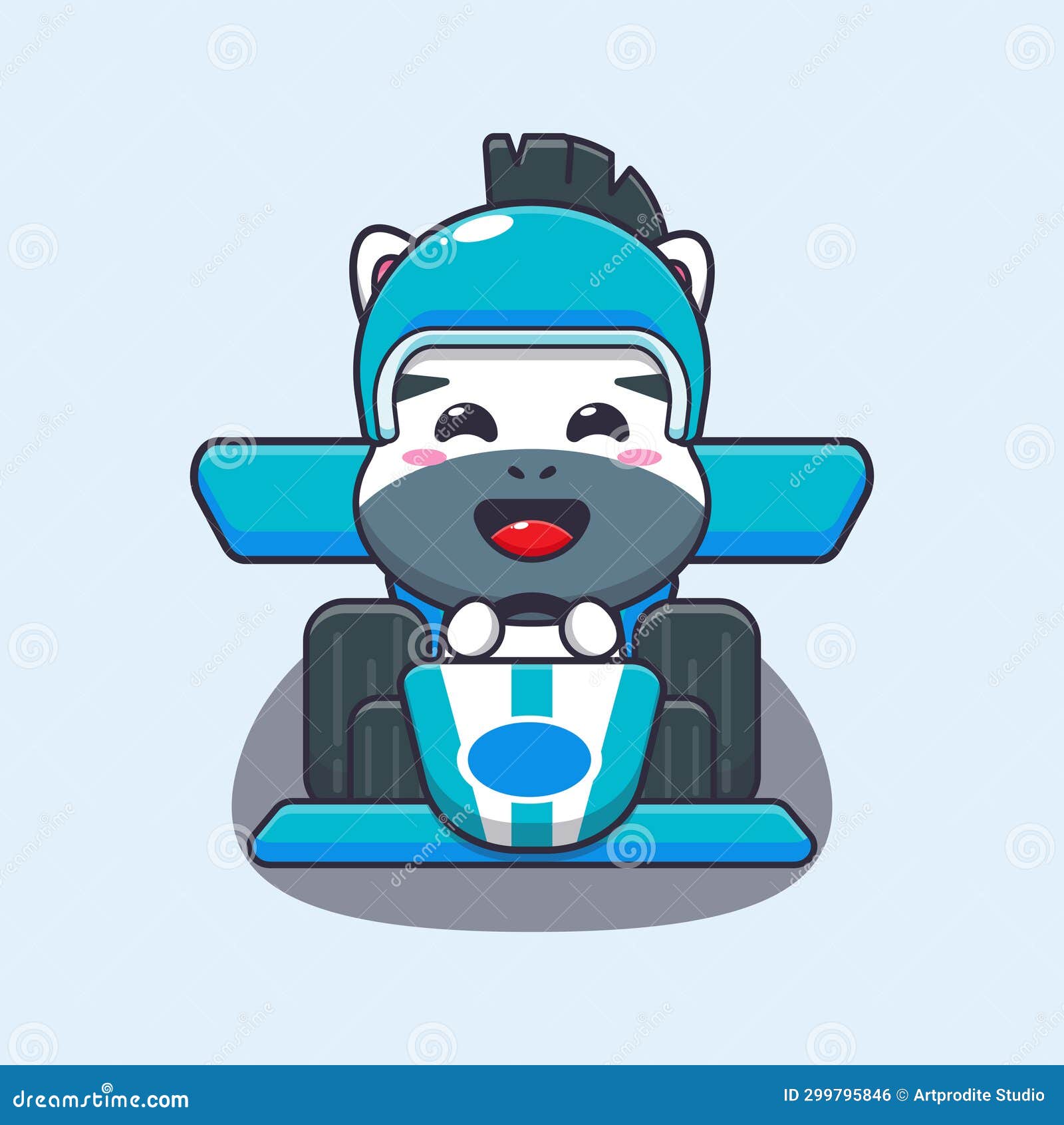 Cute Zebra Riding Race Car Cartoon Vector Illustration. Stock Vector ...