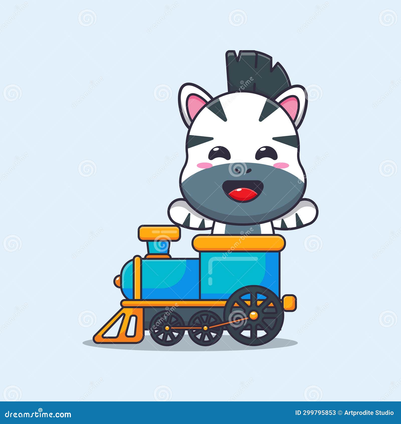 Cute Zebra Ride on Train Cartoon Vector Illustration. Stock Vector ...