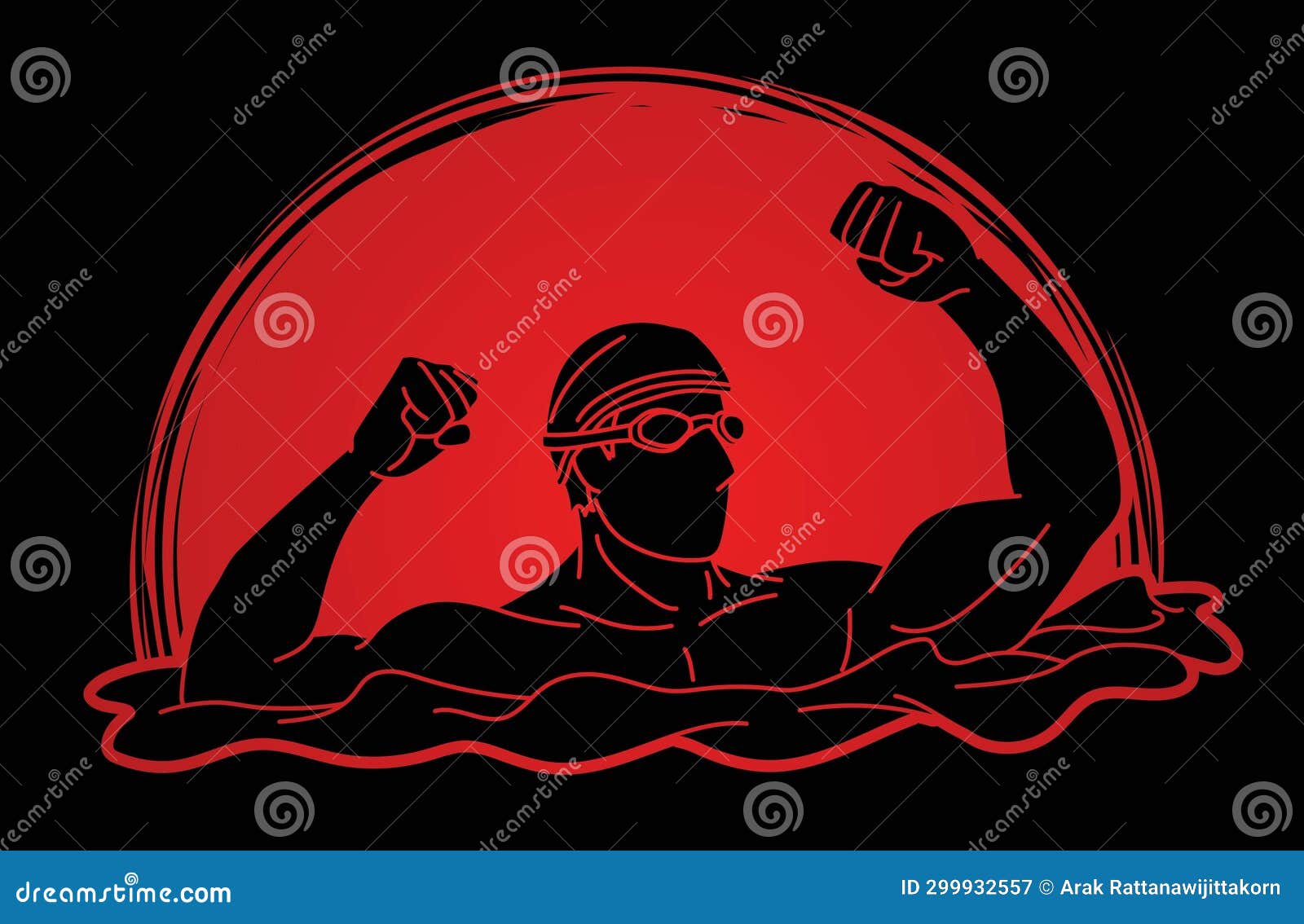 Swimming Sport a Male Swimmer Action Cartoon Graphic Stock Vector ...