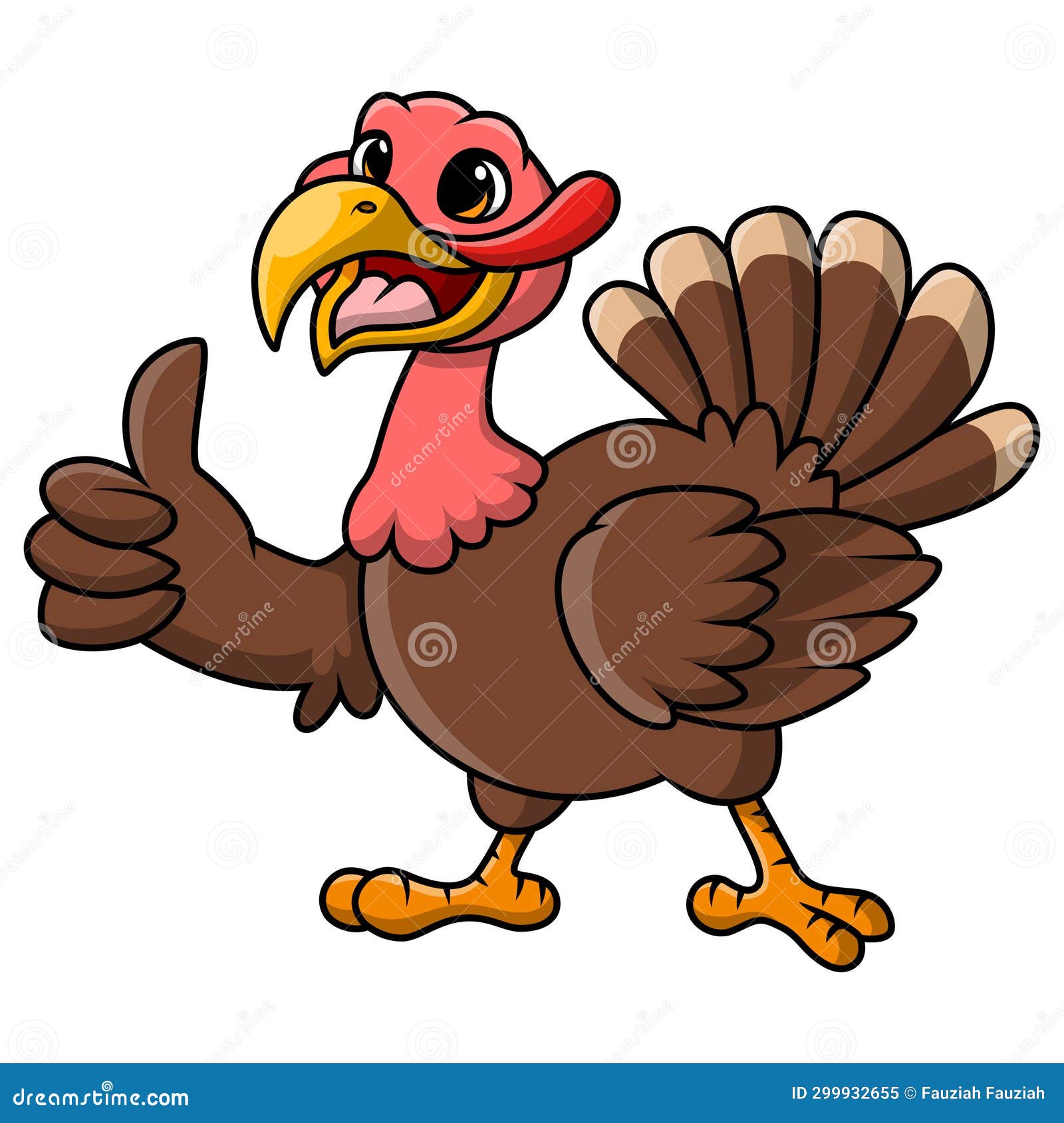 Cute Turkey Bird Cartoon Giving Thumb Up Stock Vector - Illustration of ...