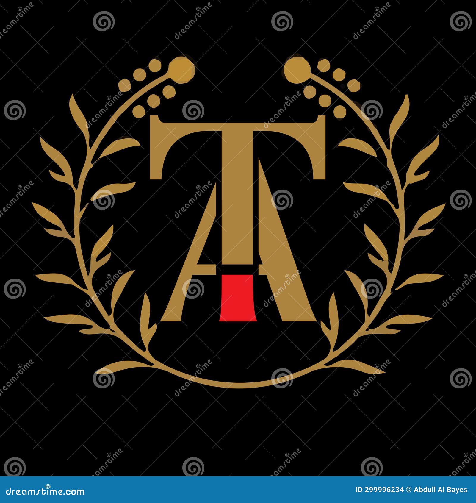 At Letter Branding Logo Design with a Leaf. Stock Illustration ...