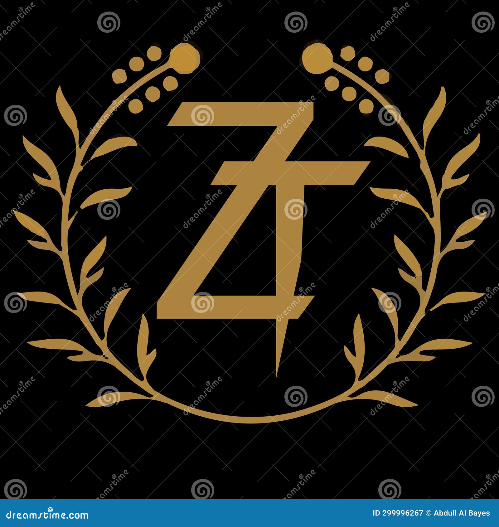 ZT Letter Branding Logo Design with a Leaf. Stock Illustration ...