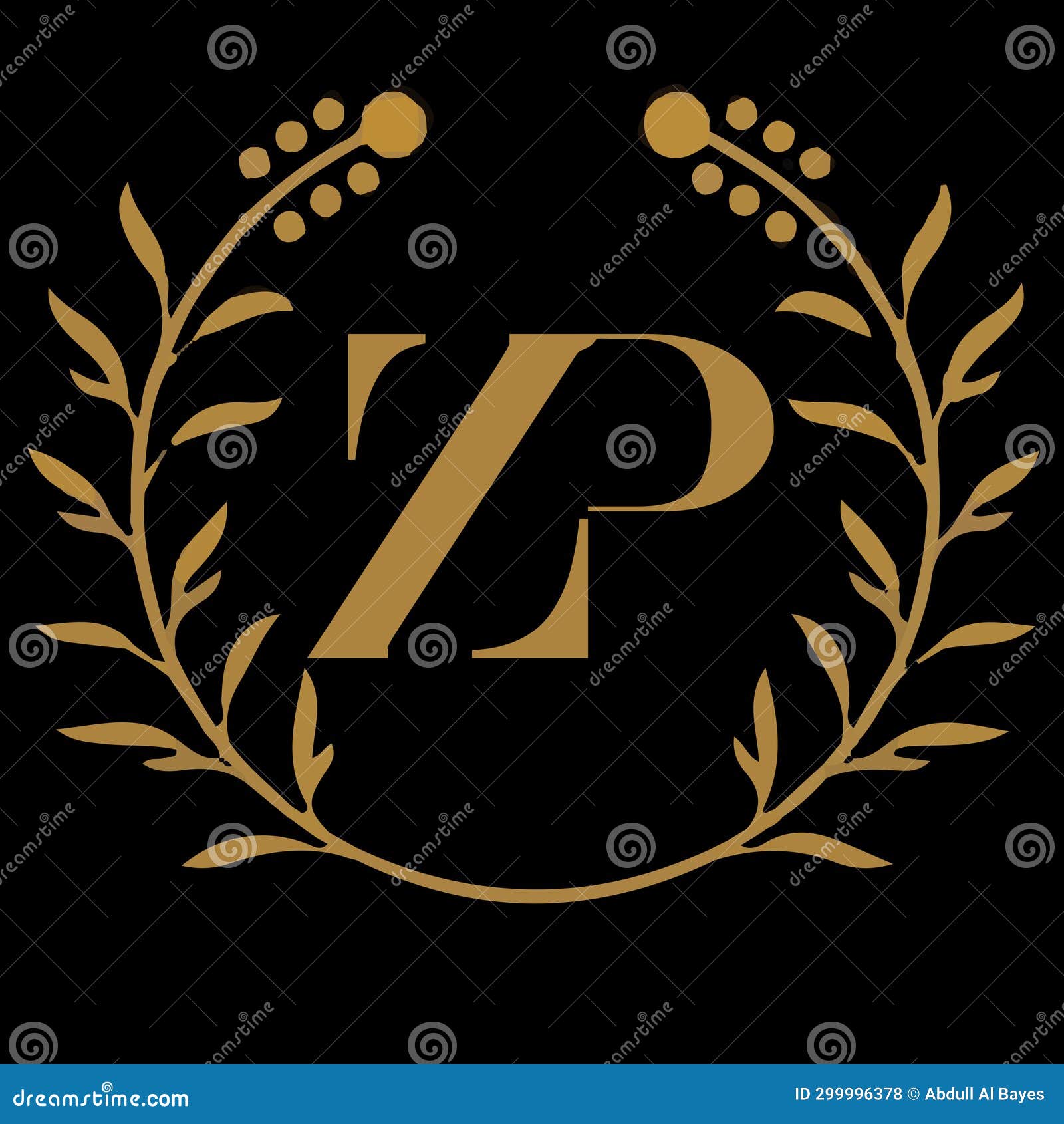 ZP Letter Branding Logo Design with a Leaf. Stock Illustration ...