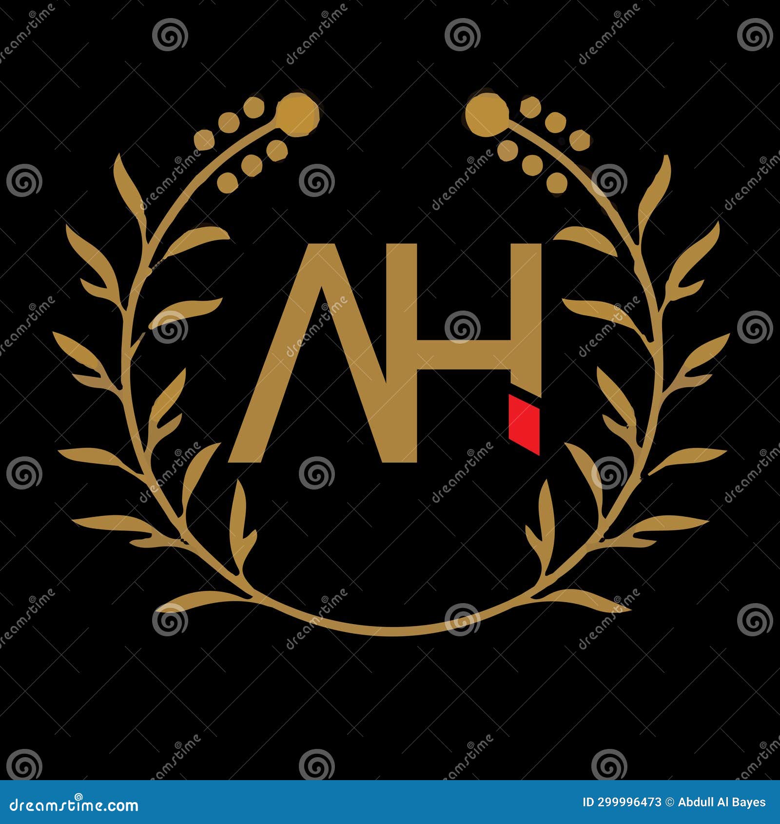 AH Letter Branding Logo Design with a Leaf. Stock Vector - Illustration ...