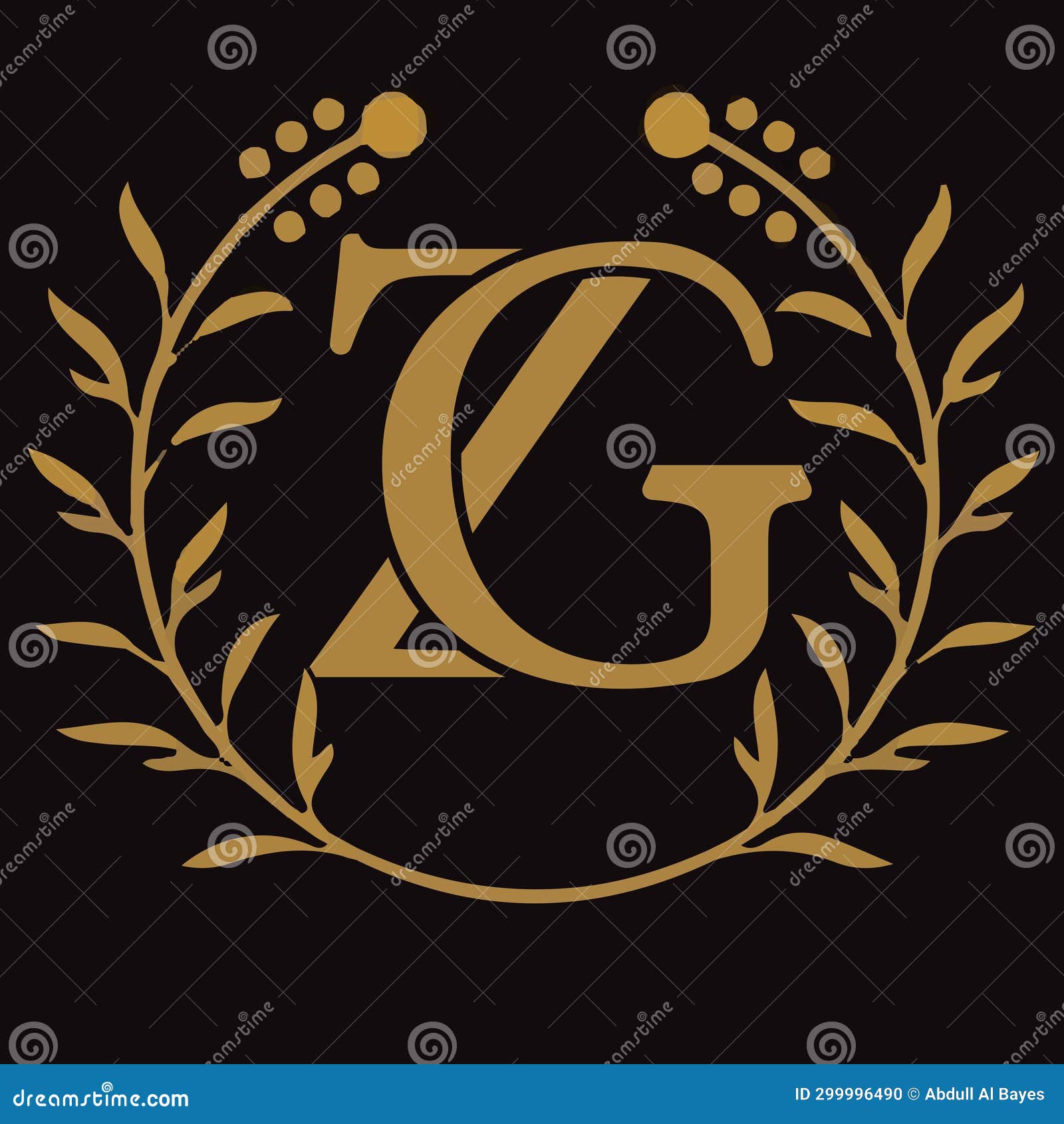 ZG Letter Branding Logo Design with a Leaf. Stock Illustration ...
