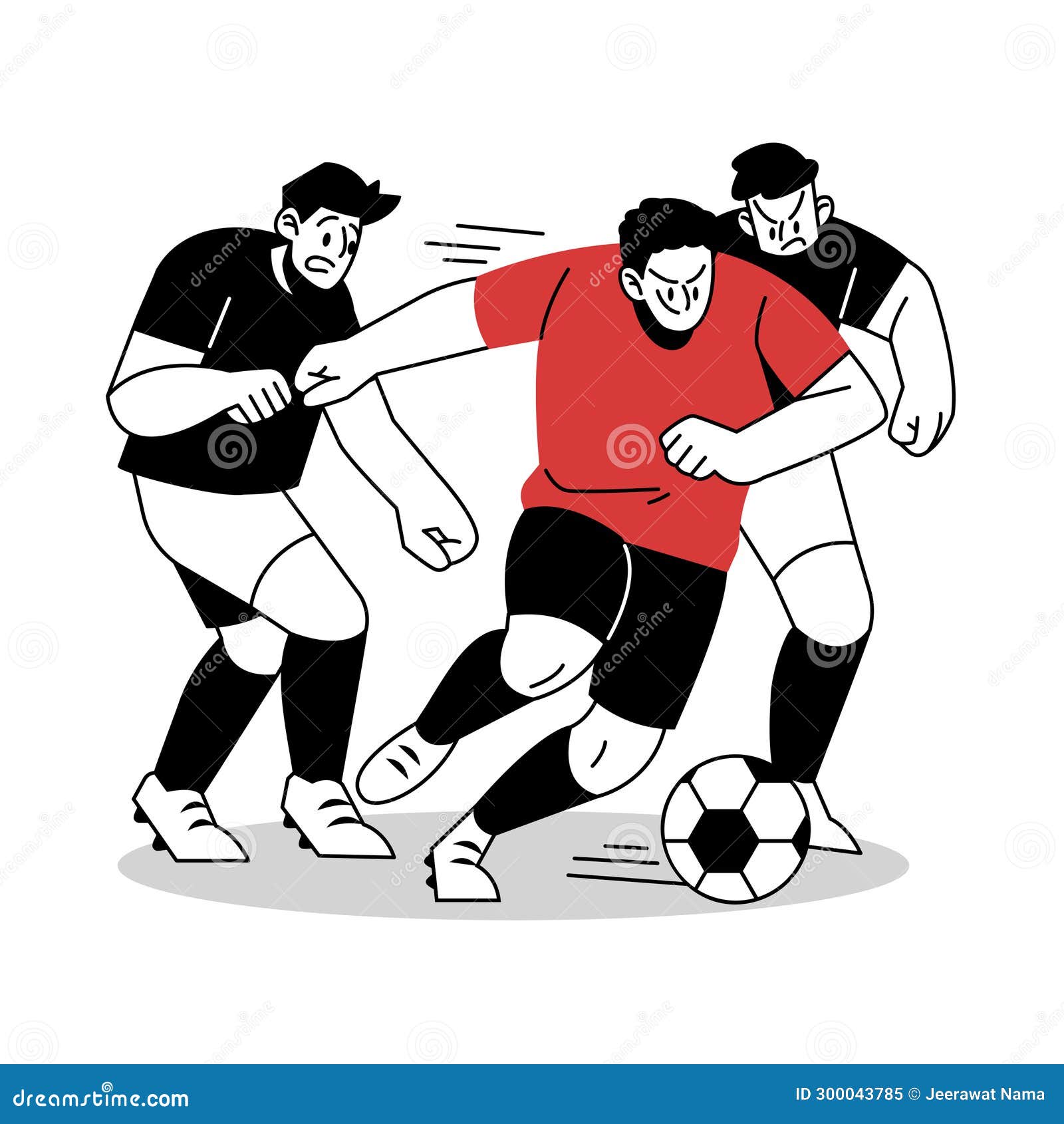 Soccer Player Dribbles Past Rival Team Vector Cartoon Illustration ...
