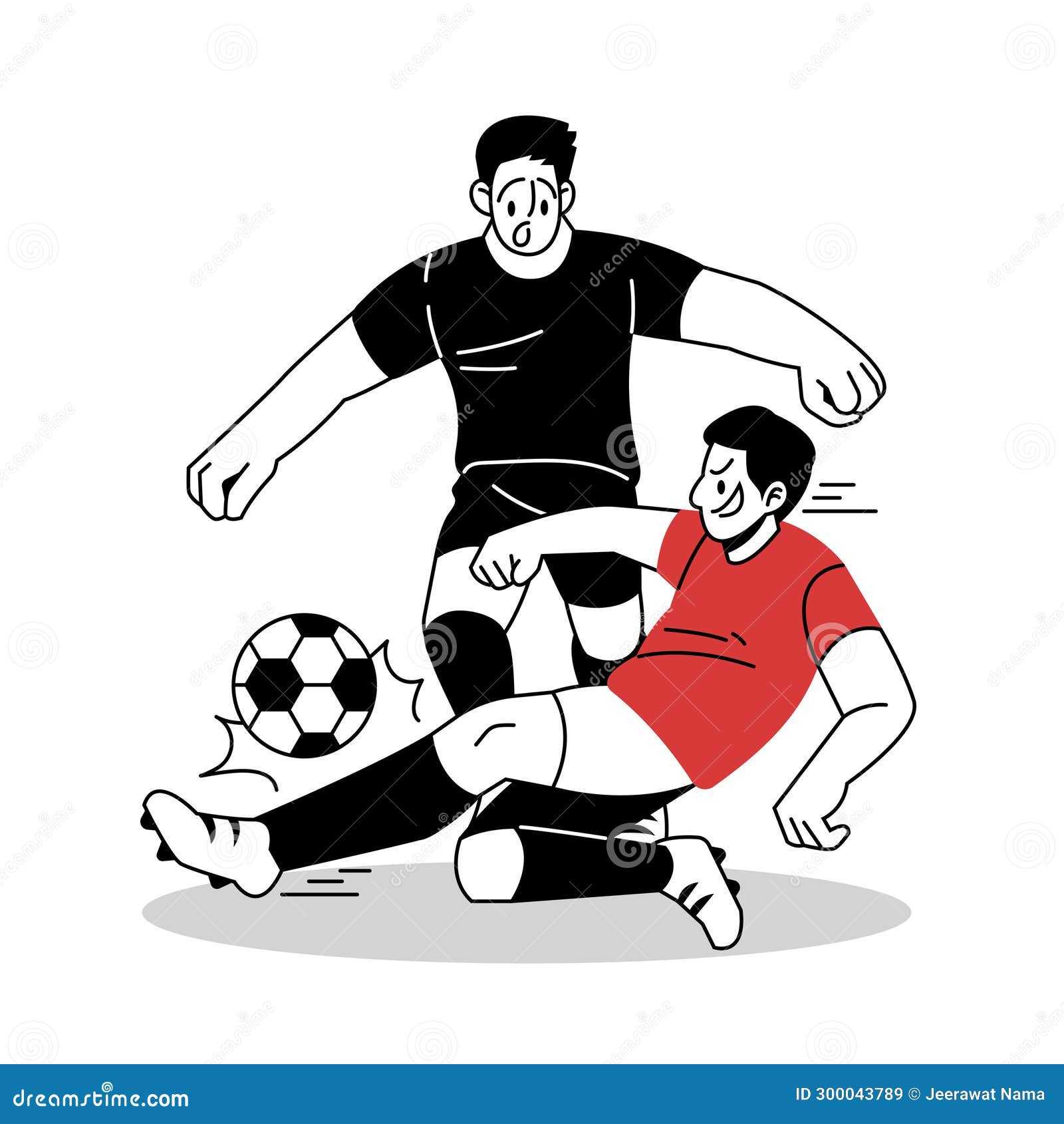 Soccer Player Slides To Block Rival Team Shot Vector Cartoon ...