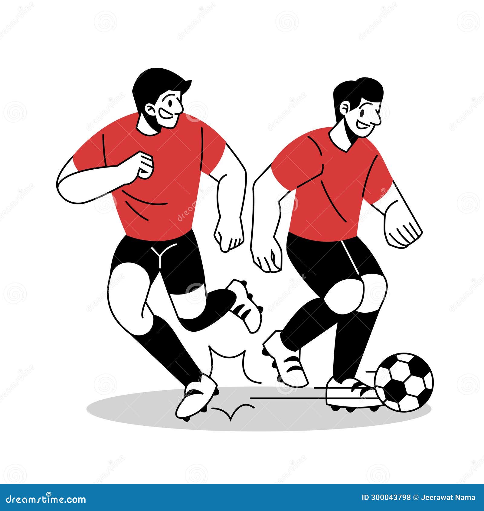 Soccer Player Passing Ball To Teammate Vector Cartoon Illustration ...