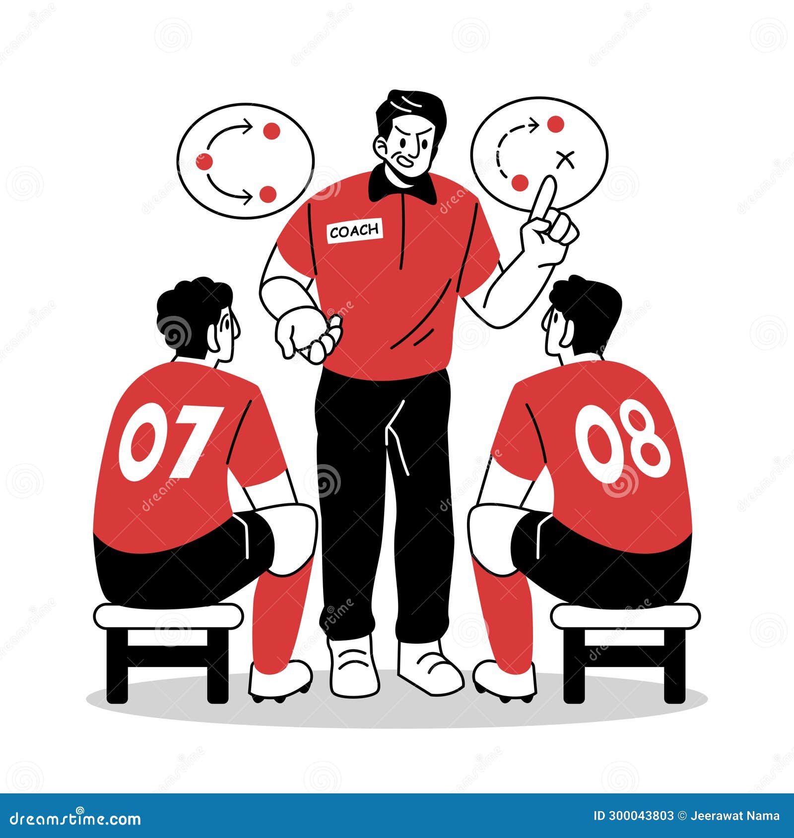 Soccer Coach Strategizing with Team Vector Cartoon Illustration Stock ...
