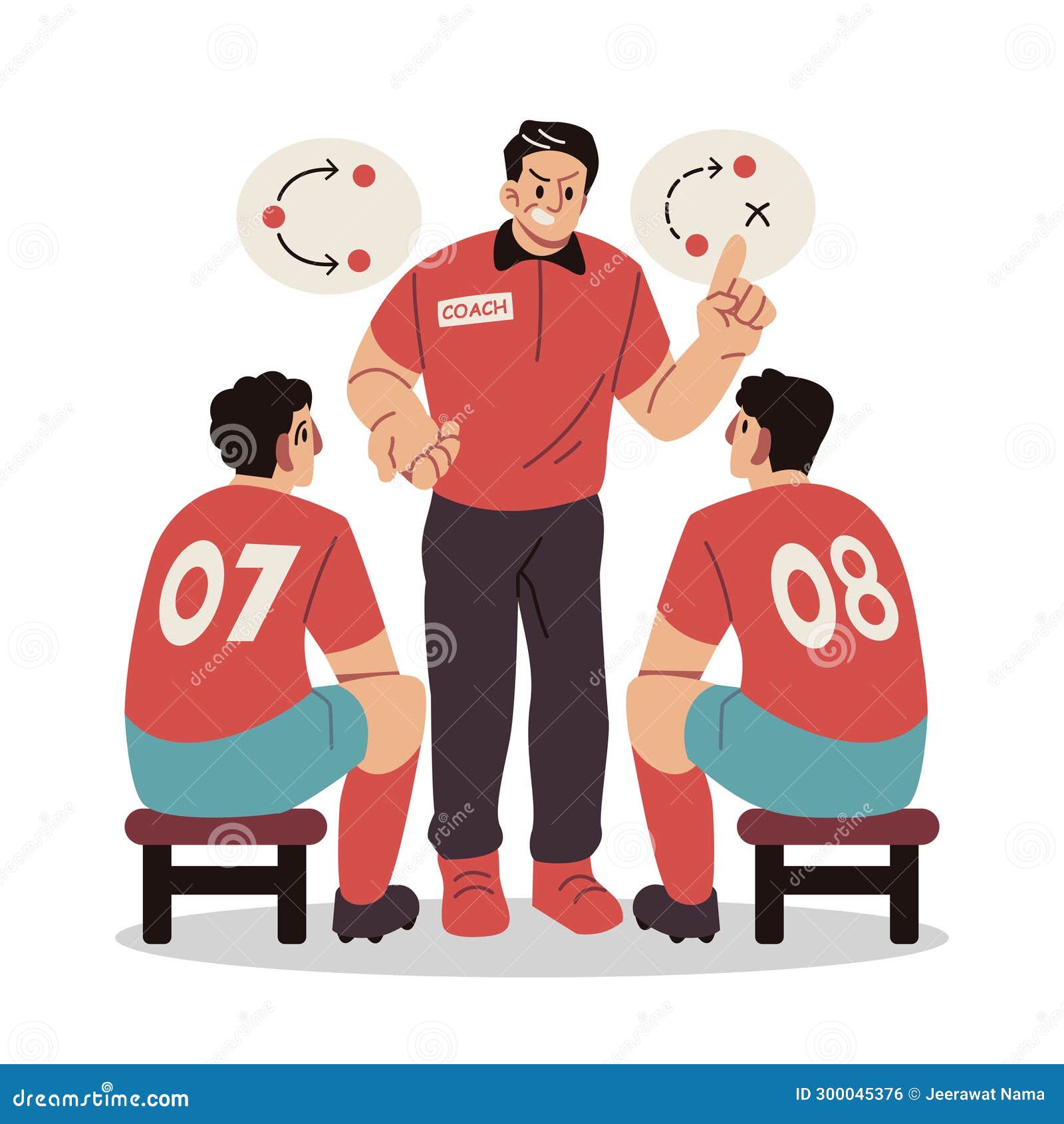 Soccer Coach Strategizing with Team Vector Cartoon Illustration Stock ...