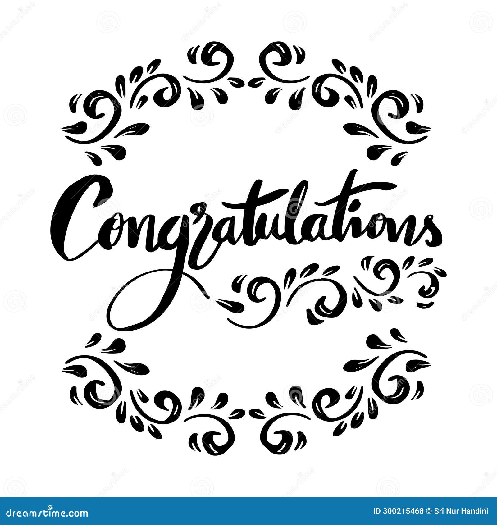 Congratulations Brush Calligraphy Handwritten Phrase. Stock ...