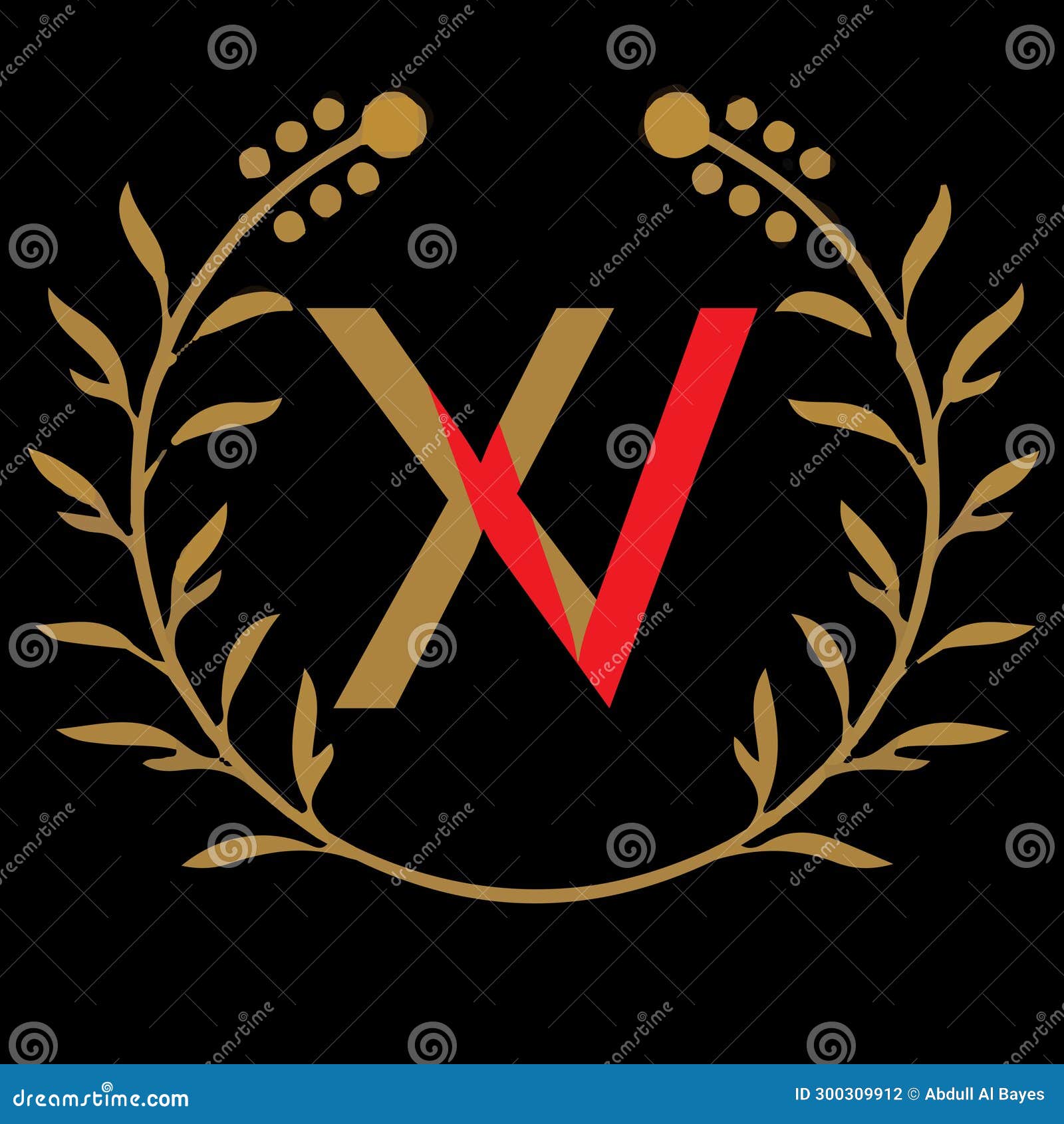 XV Letter Branding Logo Design with a Leaf.. Stock Vector ...