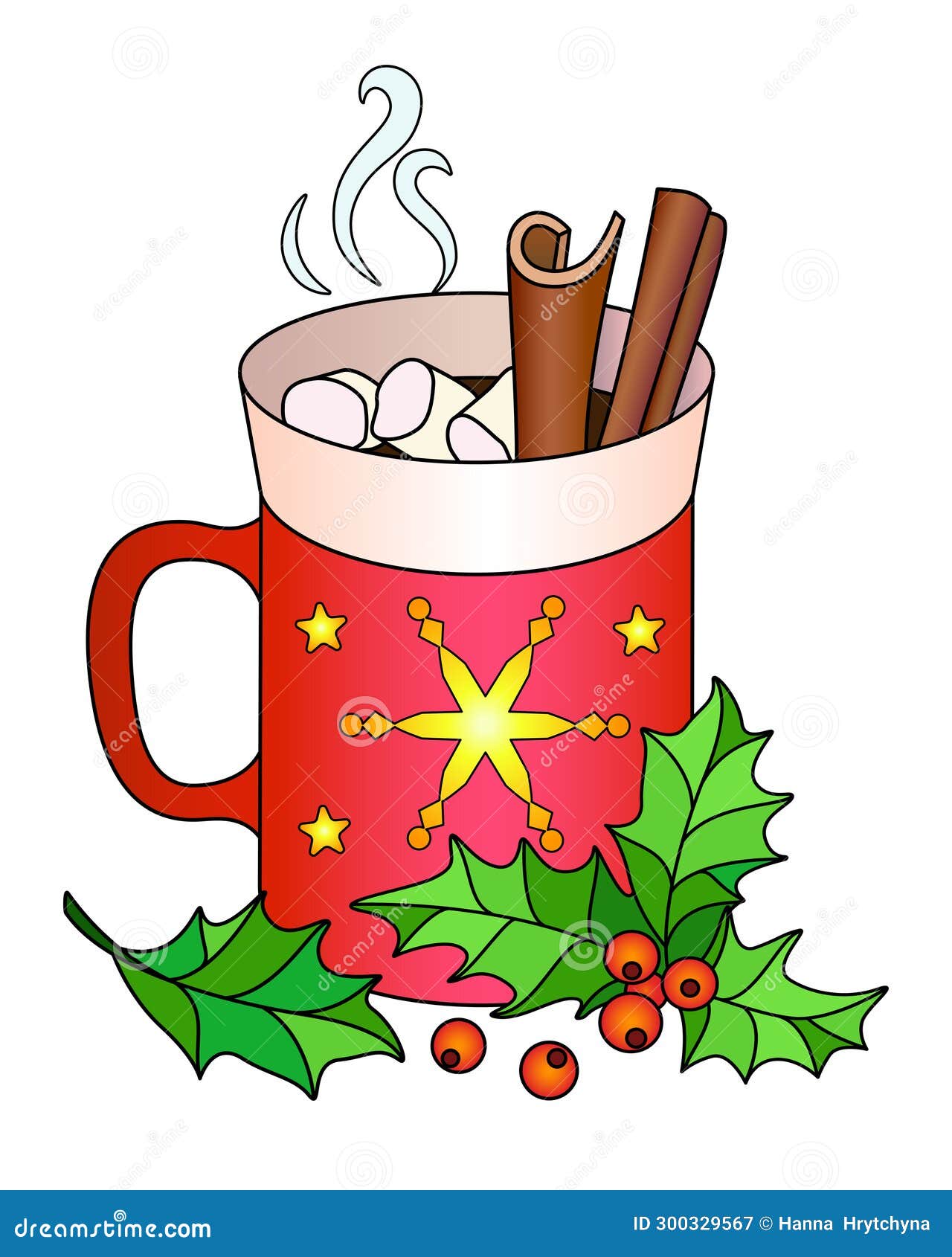 A Cup of Hot Winter Drink with Cinnamon and Marshmallows Decorated with ...