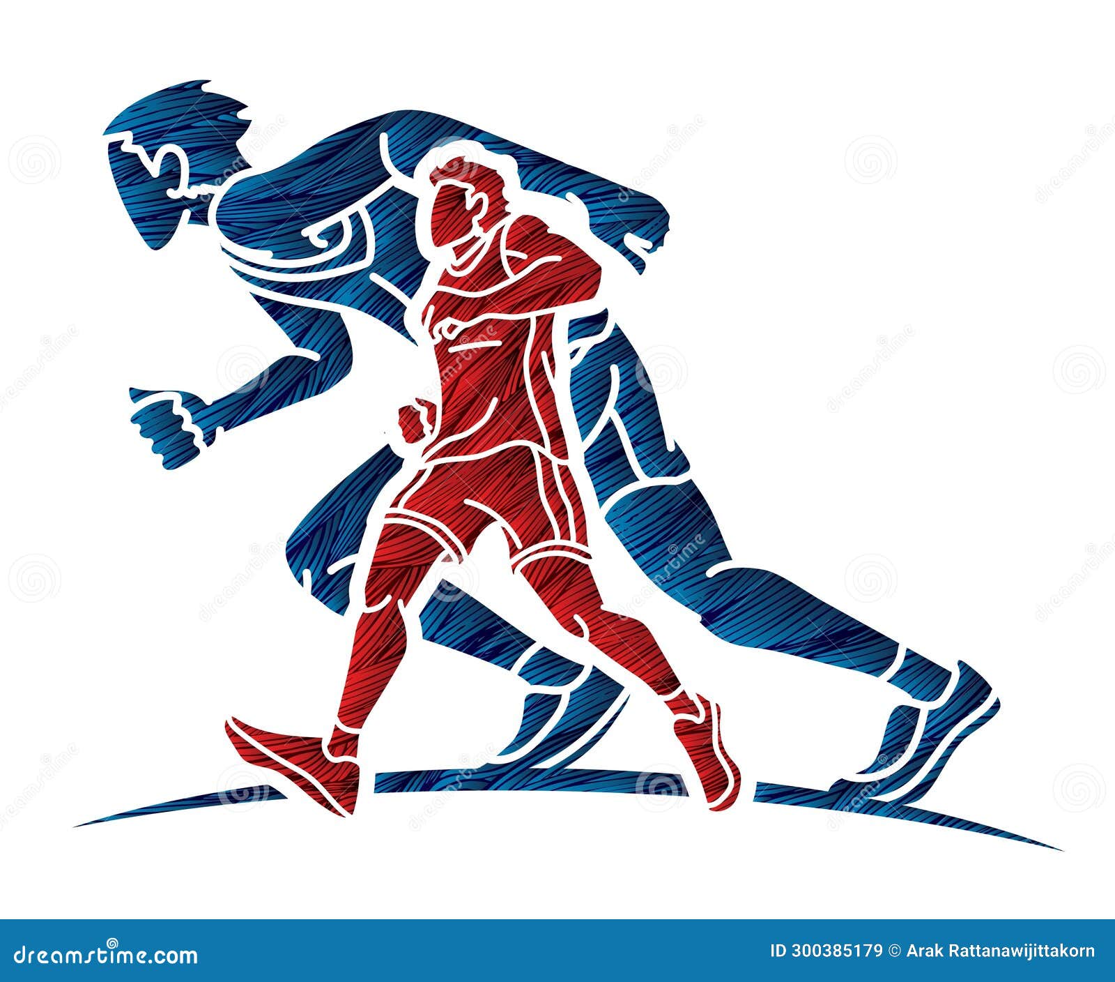 Group of Men Start Running Runner Action Jogging Together Cartoon Sport ...