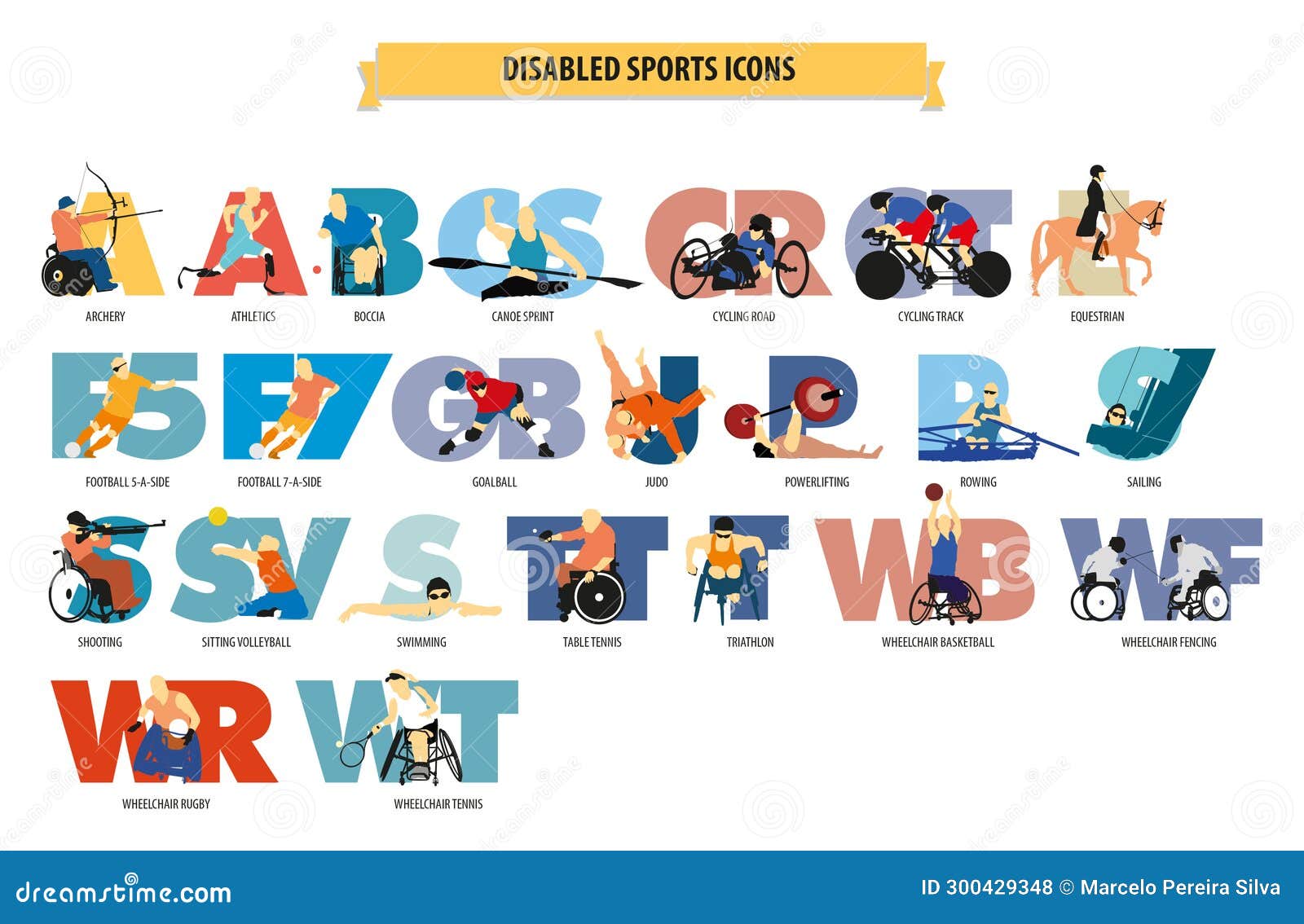 Sports Icons of People with Physical Disabilities Stock Illustration ...