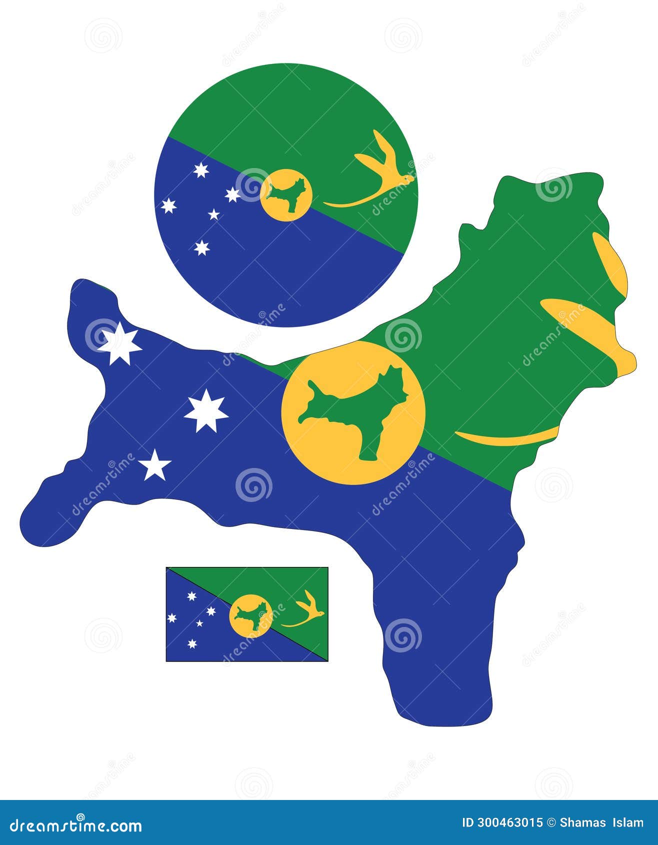 Christmas Island Map and Flag Stock Illustration - Illustration of ...