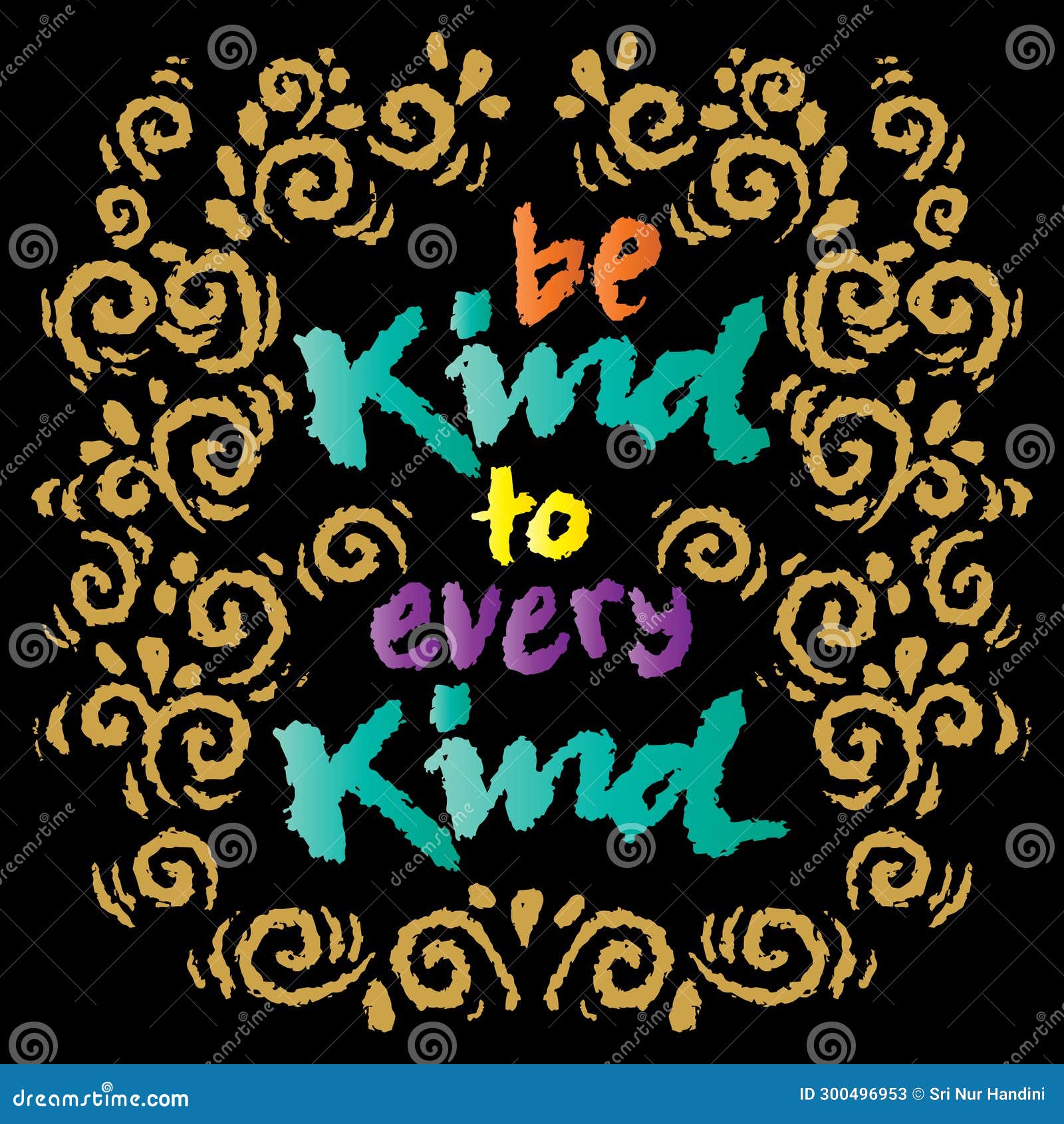 Be Kind To Every Kind. Hand Drawn Lettering. Grunge Style Stock ...