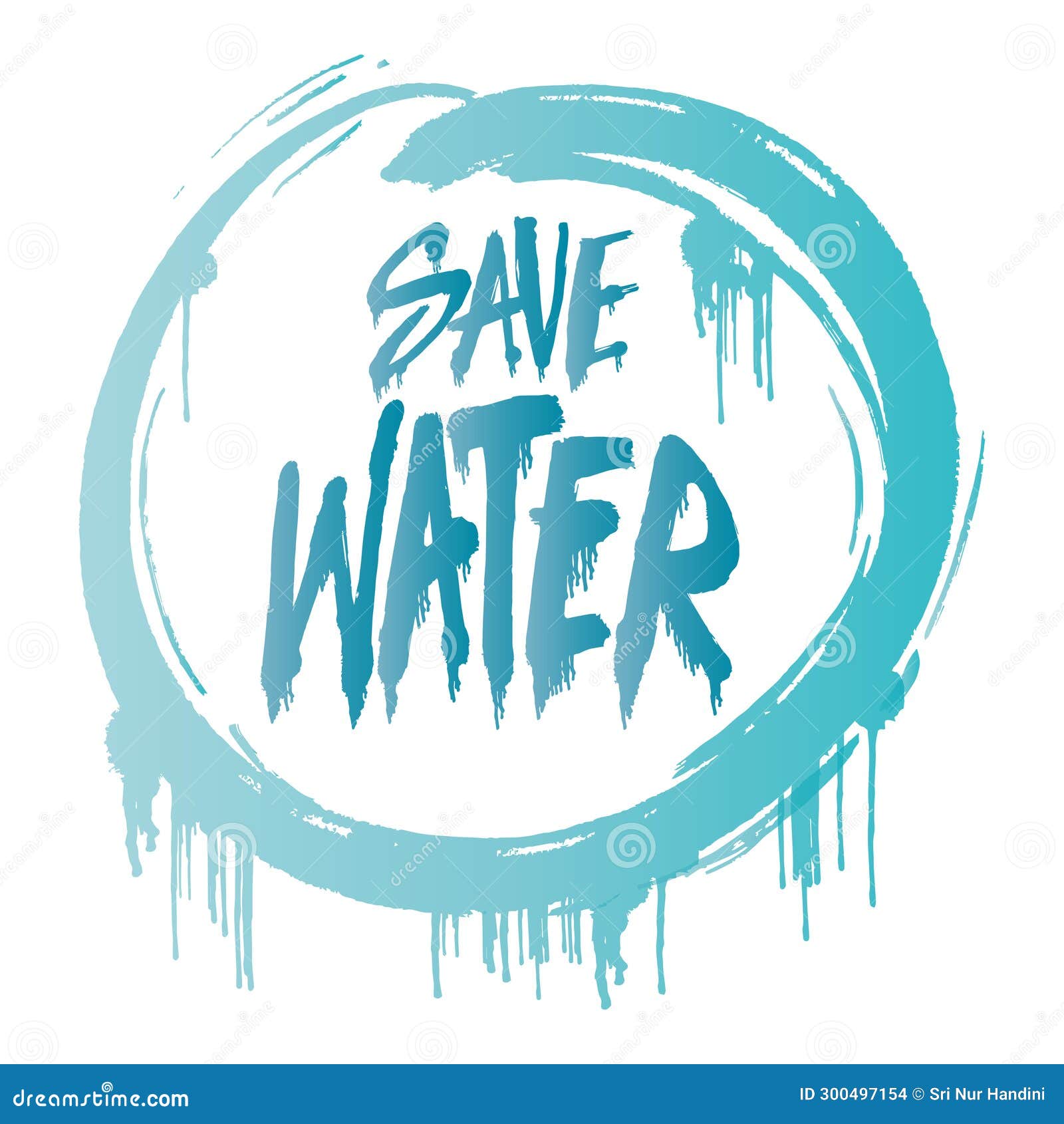 Save Water. Hand Drawn Lettering in Grunge Circle Stock Illustration ...