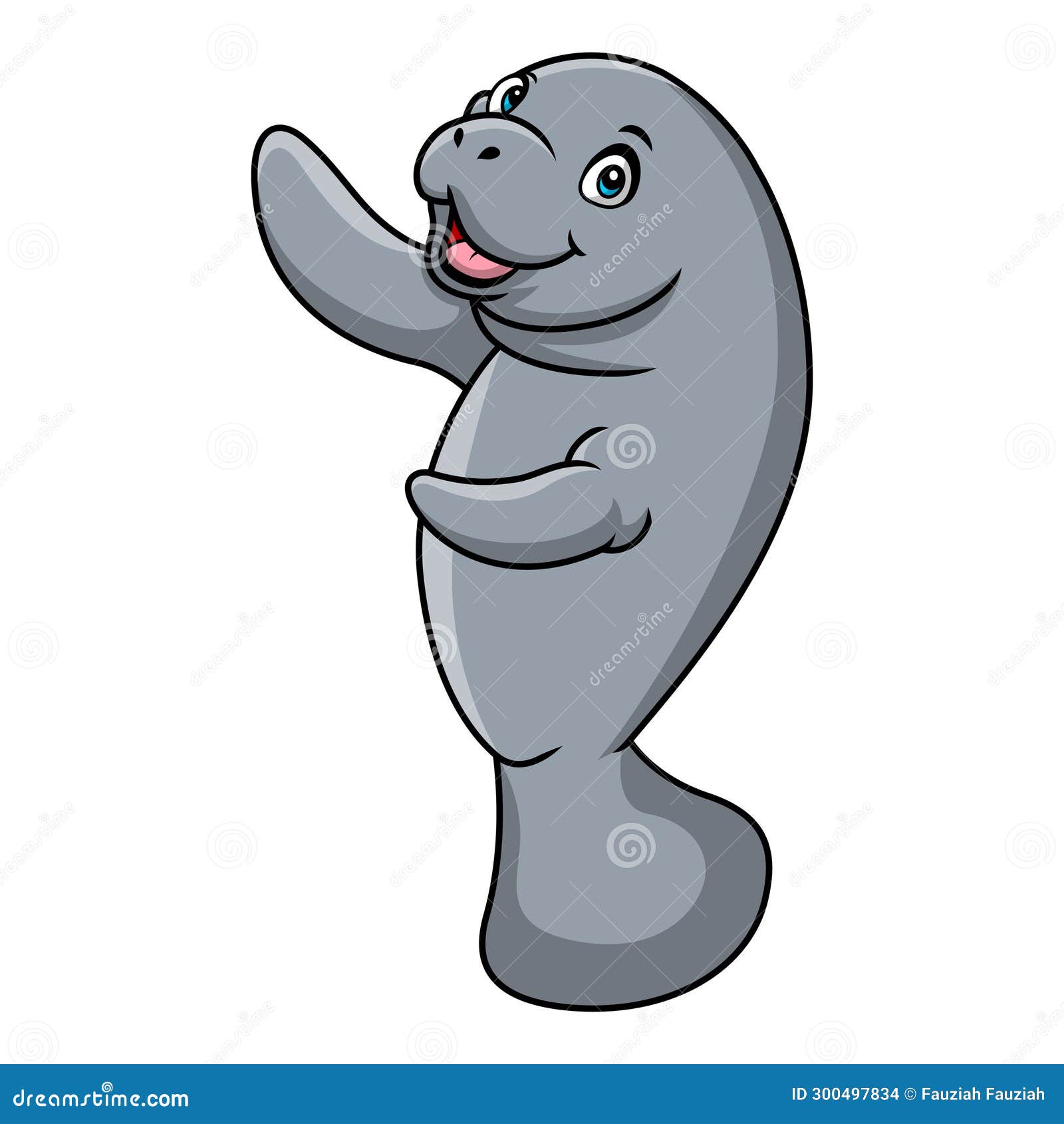 Cute Manatee Cartoon on White Background Stock Vector - Illustration of ...