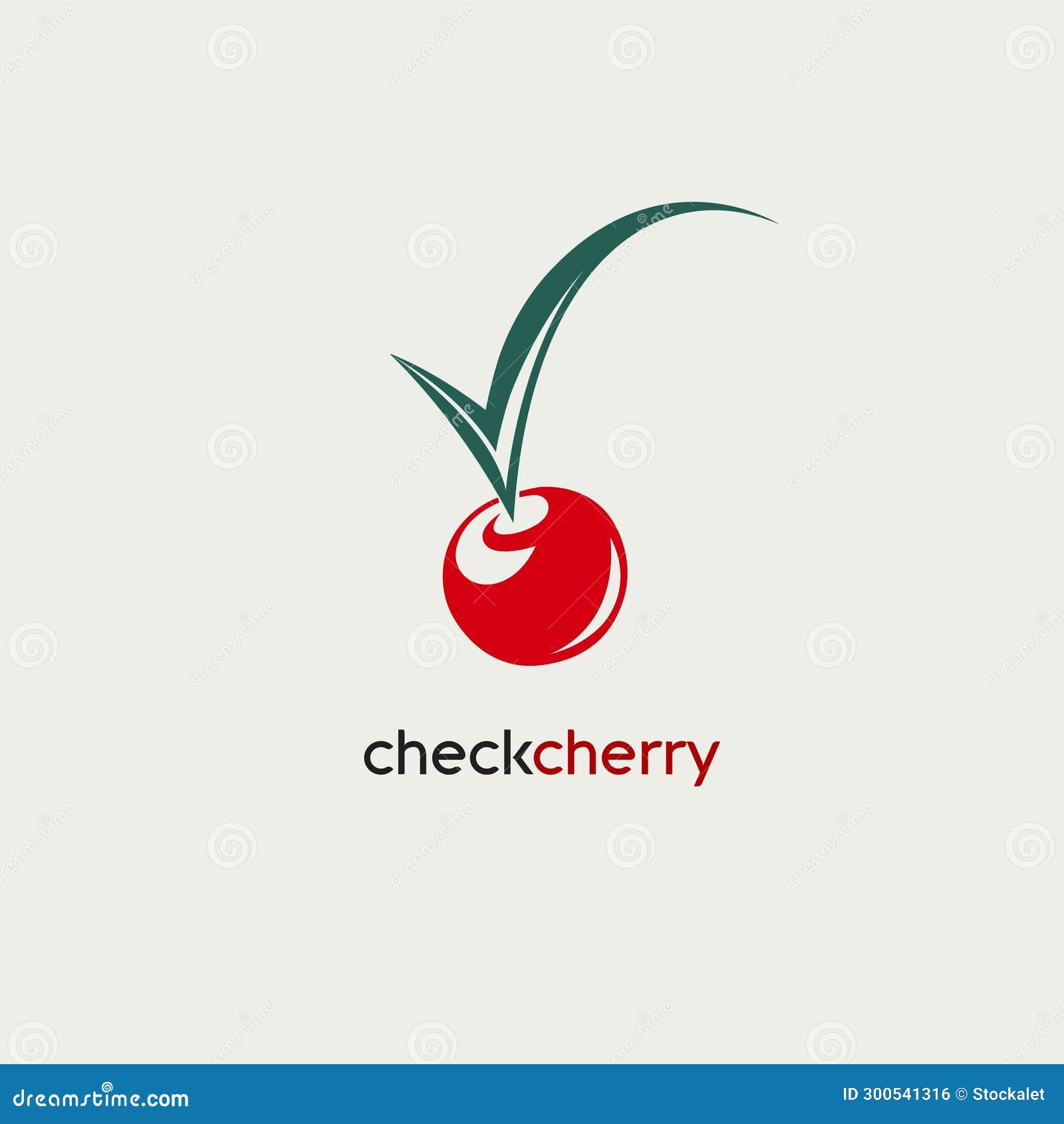 Cherry Fruit Check Mark Leaf. Colorful Illustration. Stock Illustration ...