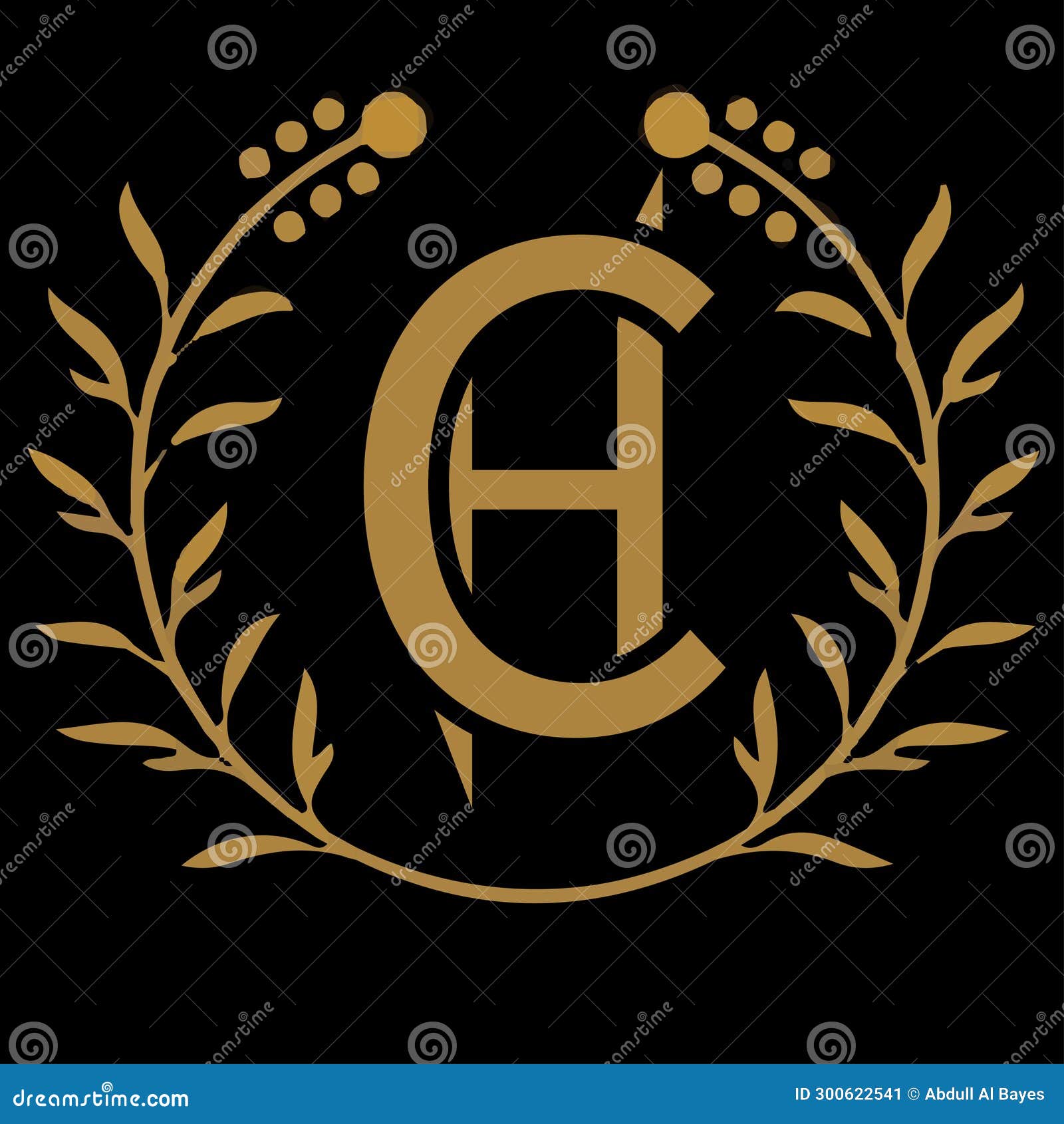CH Letter Branding Logo Design with a Leaf.. Stock Vector ...