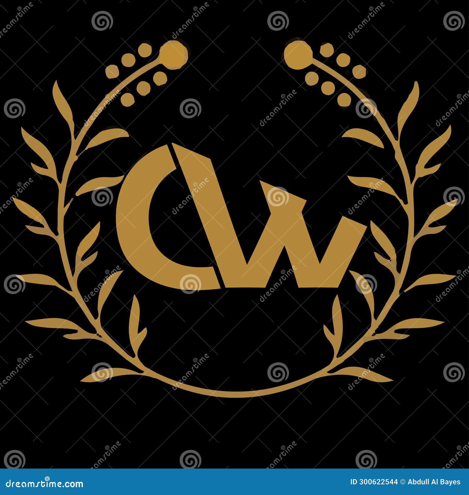 CW Letter Branding Logo Design with a Leaf.. Stock Vector ...
