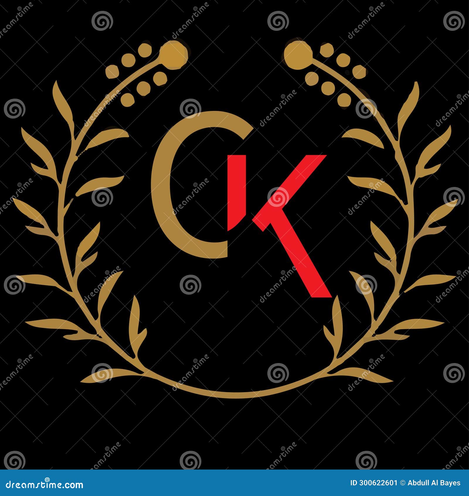 CK Letter Branding Logo Design with a Leaf Stock Vector - Illustration ...