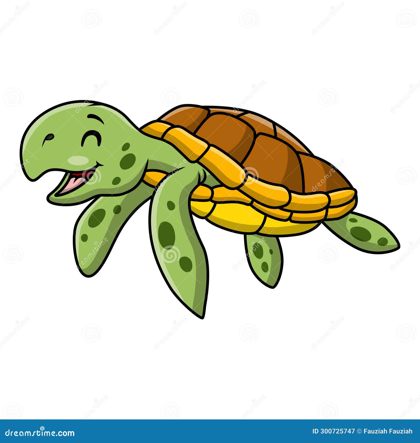 Cute Sea Turtle Cartoon on White Background Stock Illustration ...