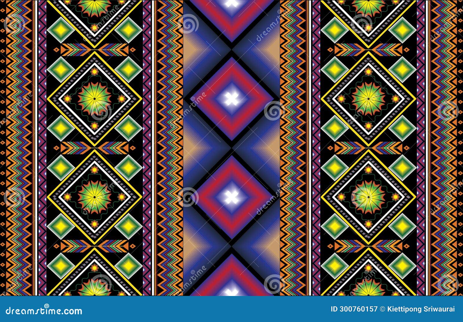 Mexican Indian Design with Tribal Ethnic Themes on a Geometric Seamless ...