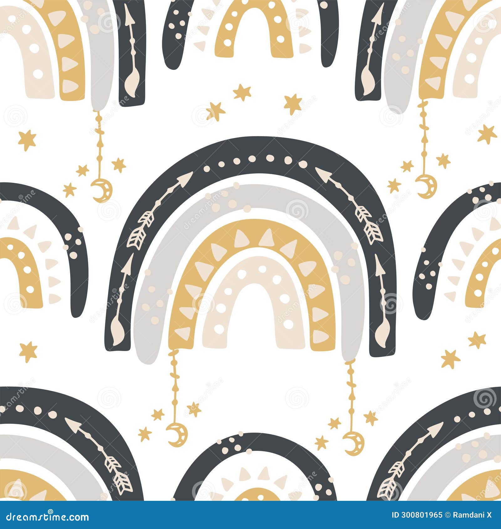 Seamless Boho Pattern Rainbow Design Template Stock Illustration ...