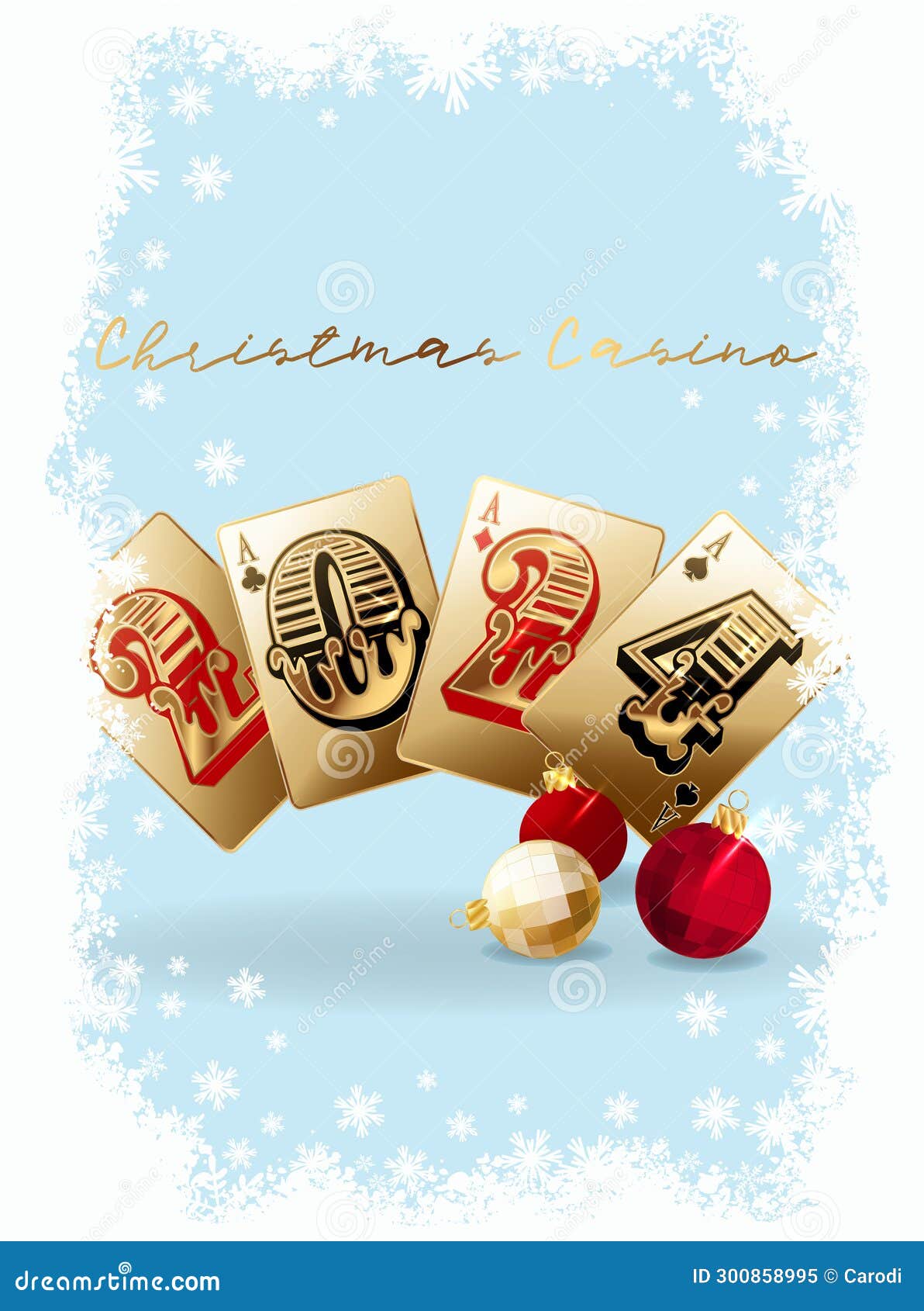 Christmas Casino Wallpaper with Poker Cards and Xmas Balls Stock Vector ...