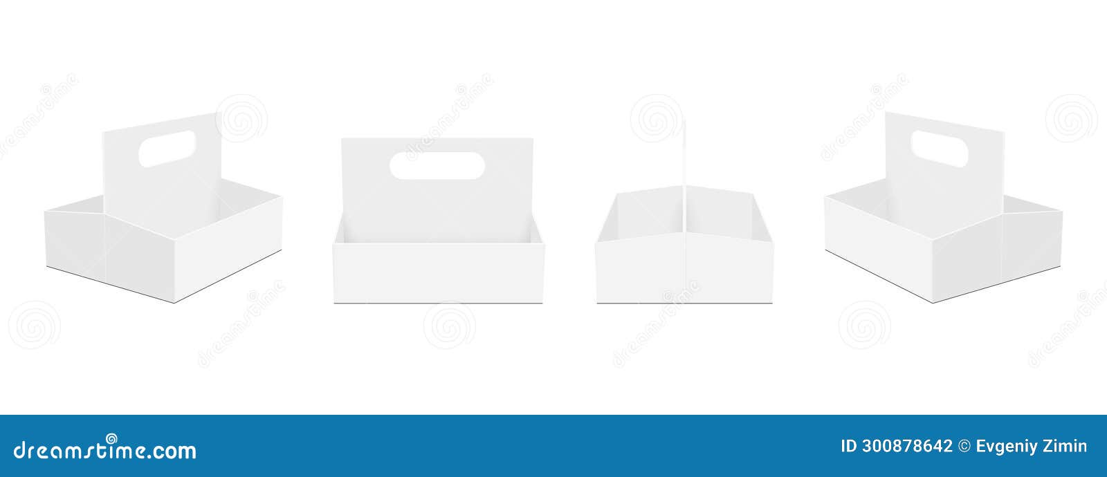 Cardboard Boxes with Handles, Carrier Box Mockup Stock Vector ...